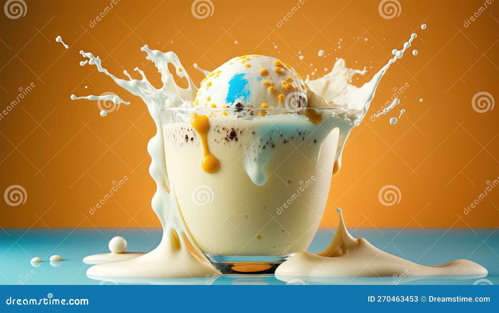 An Egg is Splashing into a Milkshake on a Table. Generative Ai Stock ...