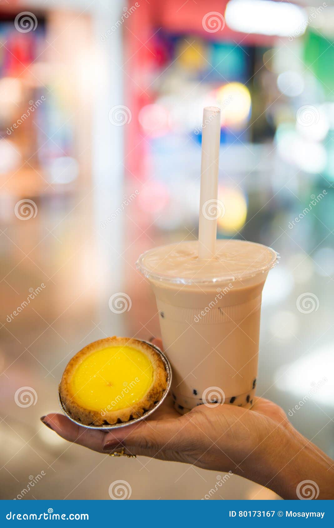 Egg Tart and Milk Tea in Hand Stock Image - Image of milk, drink: 80173167