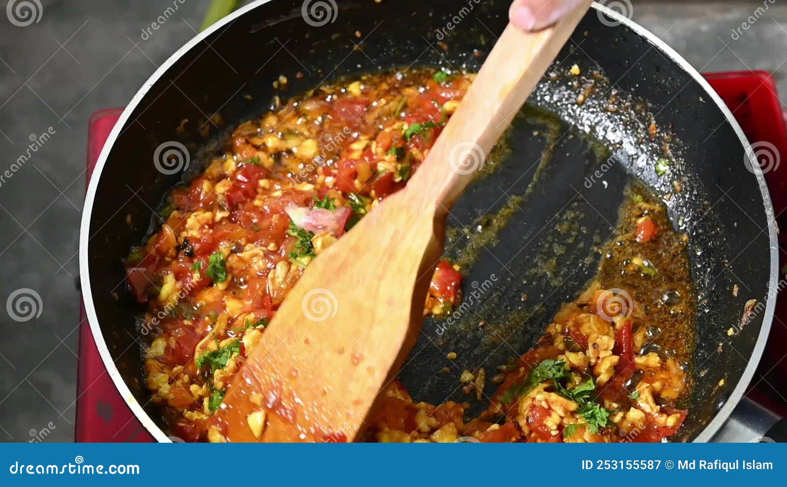 Egg, Tomato, Chilli, Vegetable Cooking in Fry-pen. Super Slow Motion ...