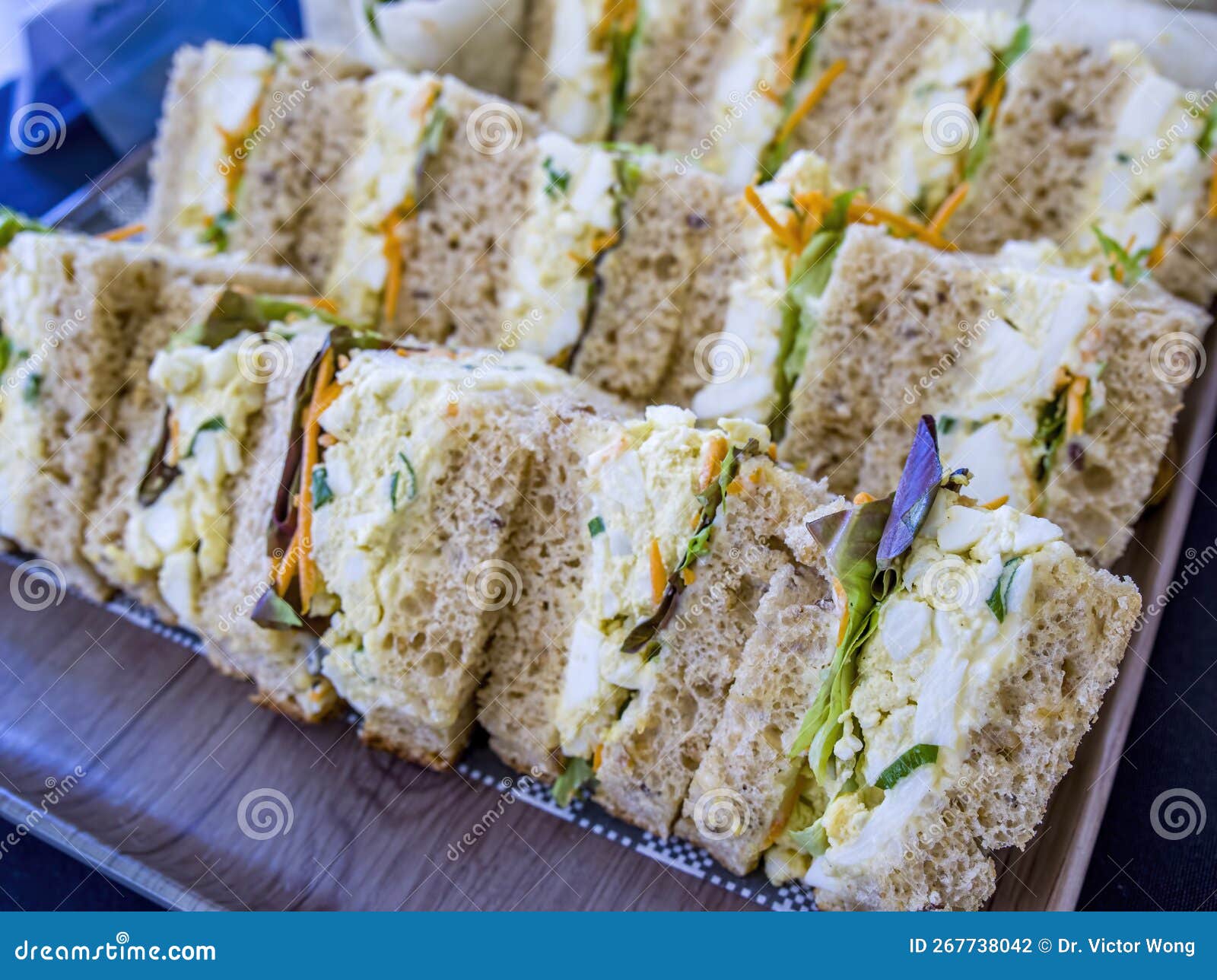 Egg and Vegetable Sandwiches Sliced into Bite Sizes Stock Photo - Image ...