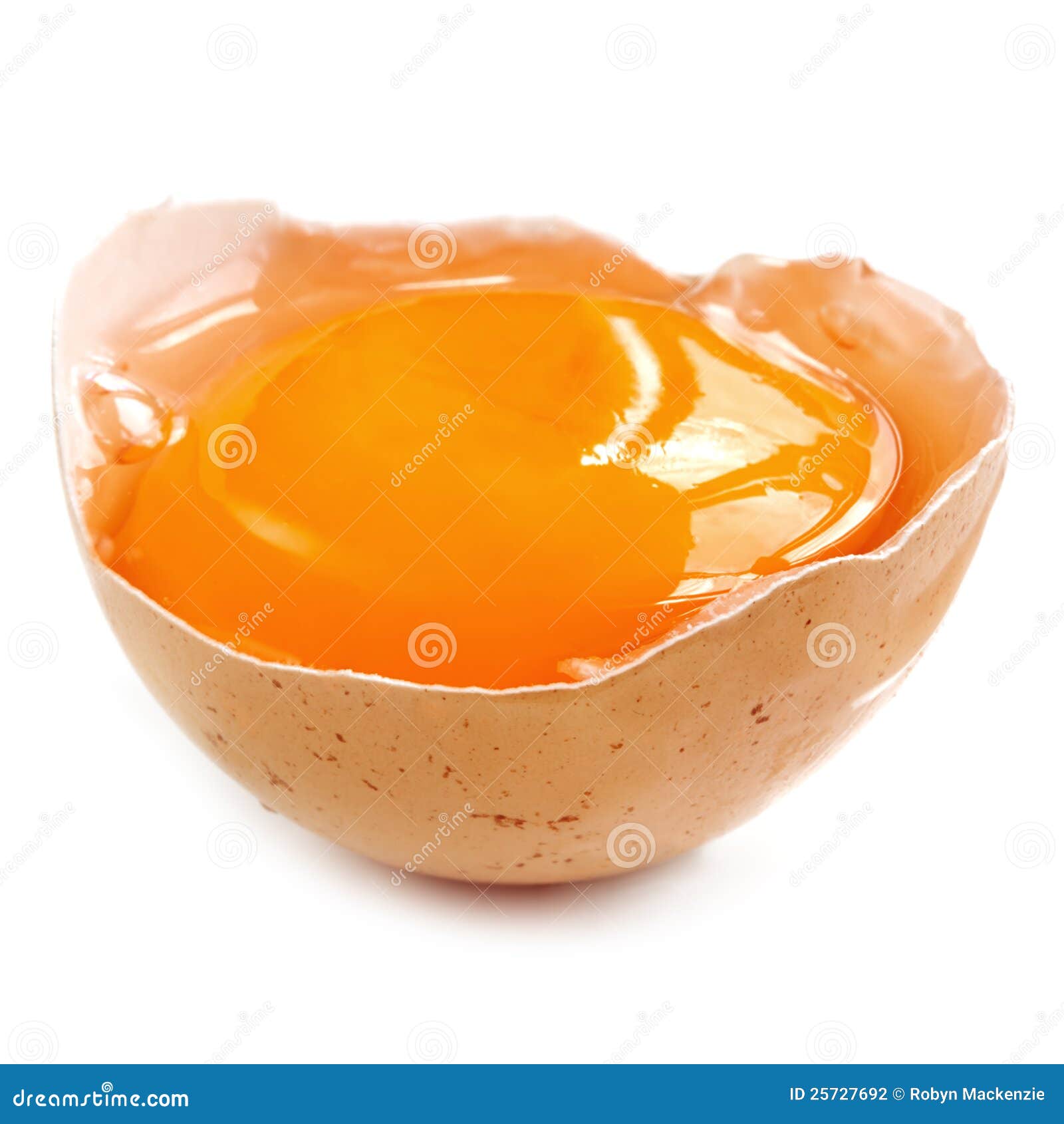 Egg Yolk in Shell Over White Stock Photo - Image of dairy, background ...