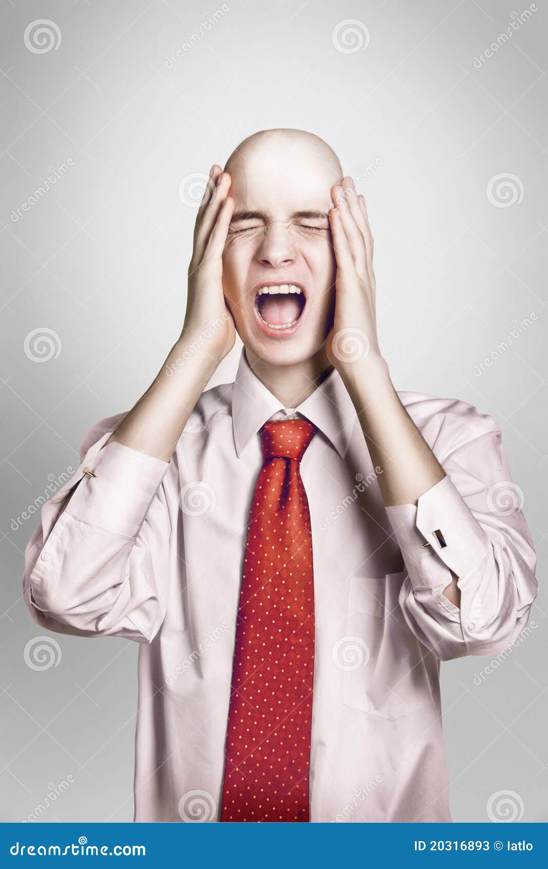 Egghead Guy in Suite Screams. Stock Image - Image of fear, male: 20316893
