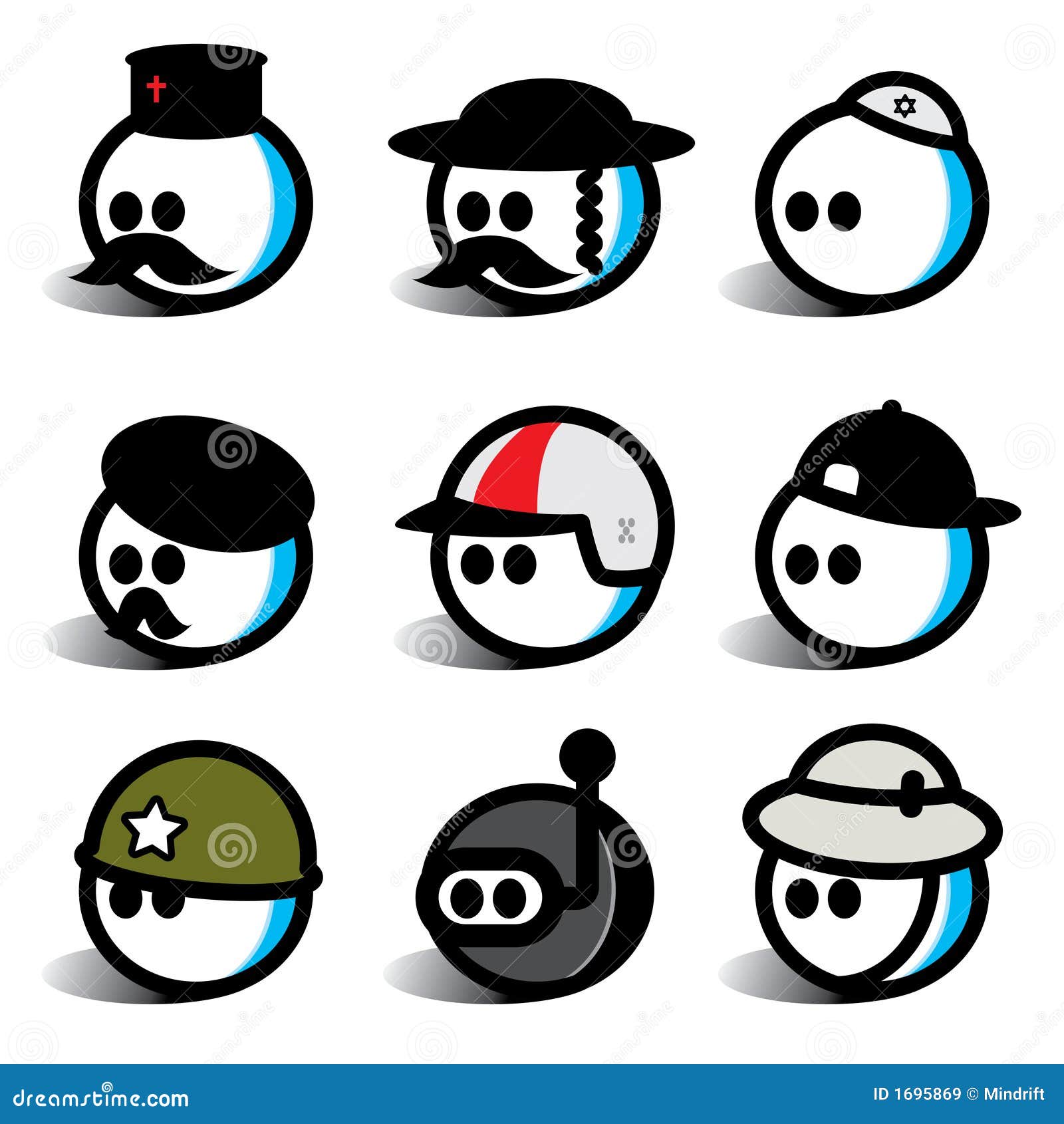 Egghead people with hats stock vector. Illustration of retro - 1695869