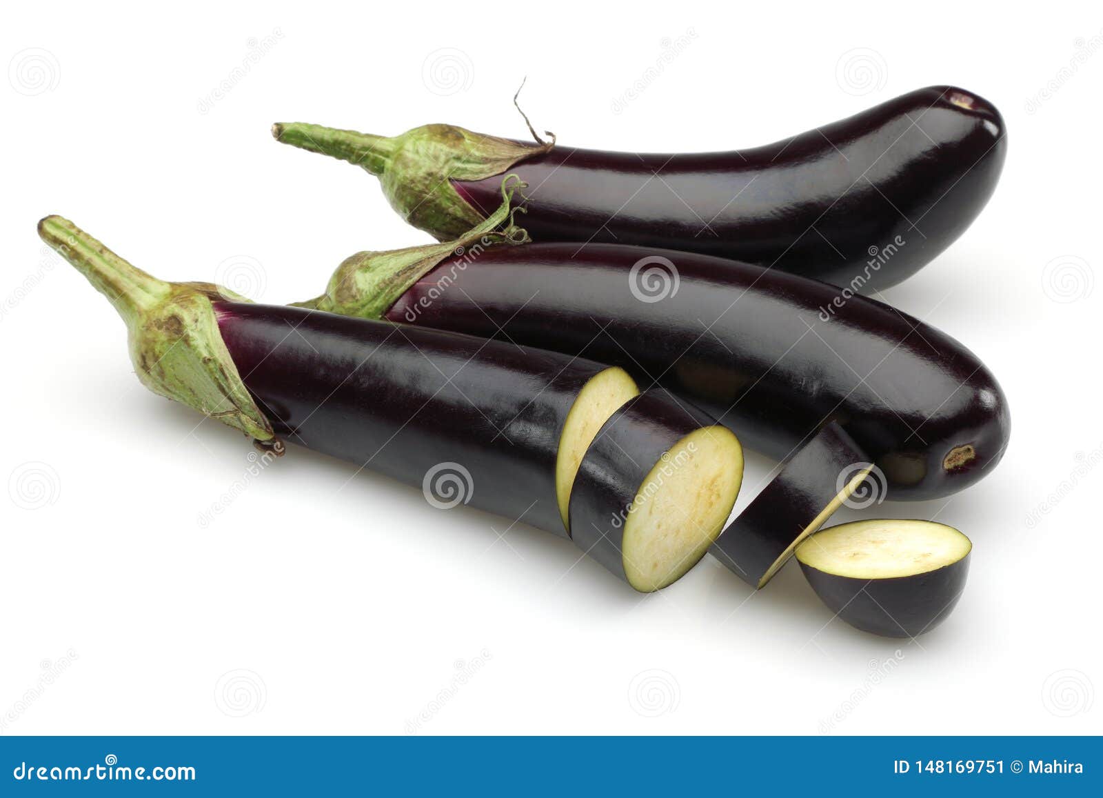 Eggplant or Aubergine Vegetable and Slices Isolated Stock Image - Image ...