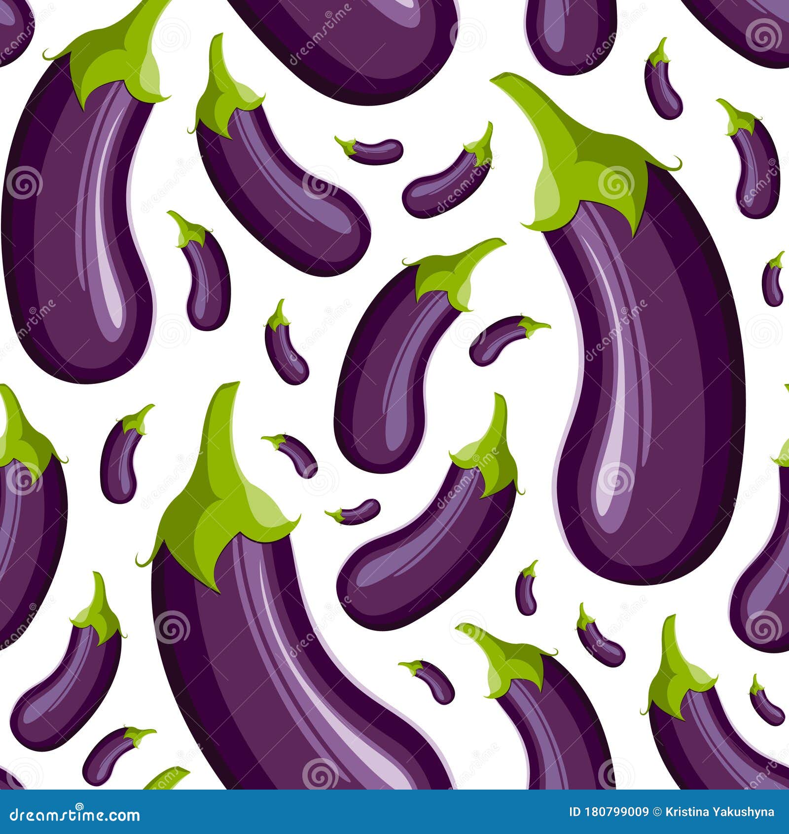 Eggplant Pattern on White. Bright Food Seamless Pattern Stock Vector ...