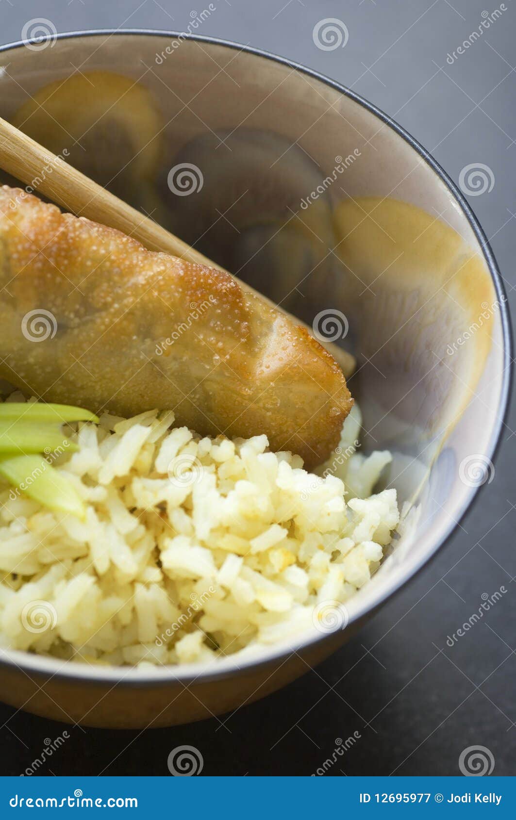 Eggrolls and rice stock image. Image of nutrient, appetizer - 12695977