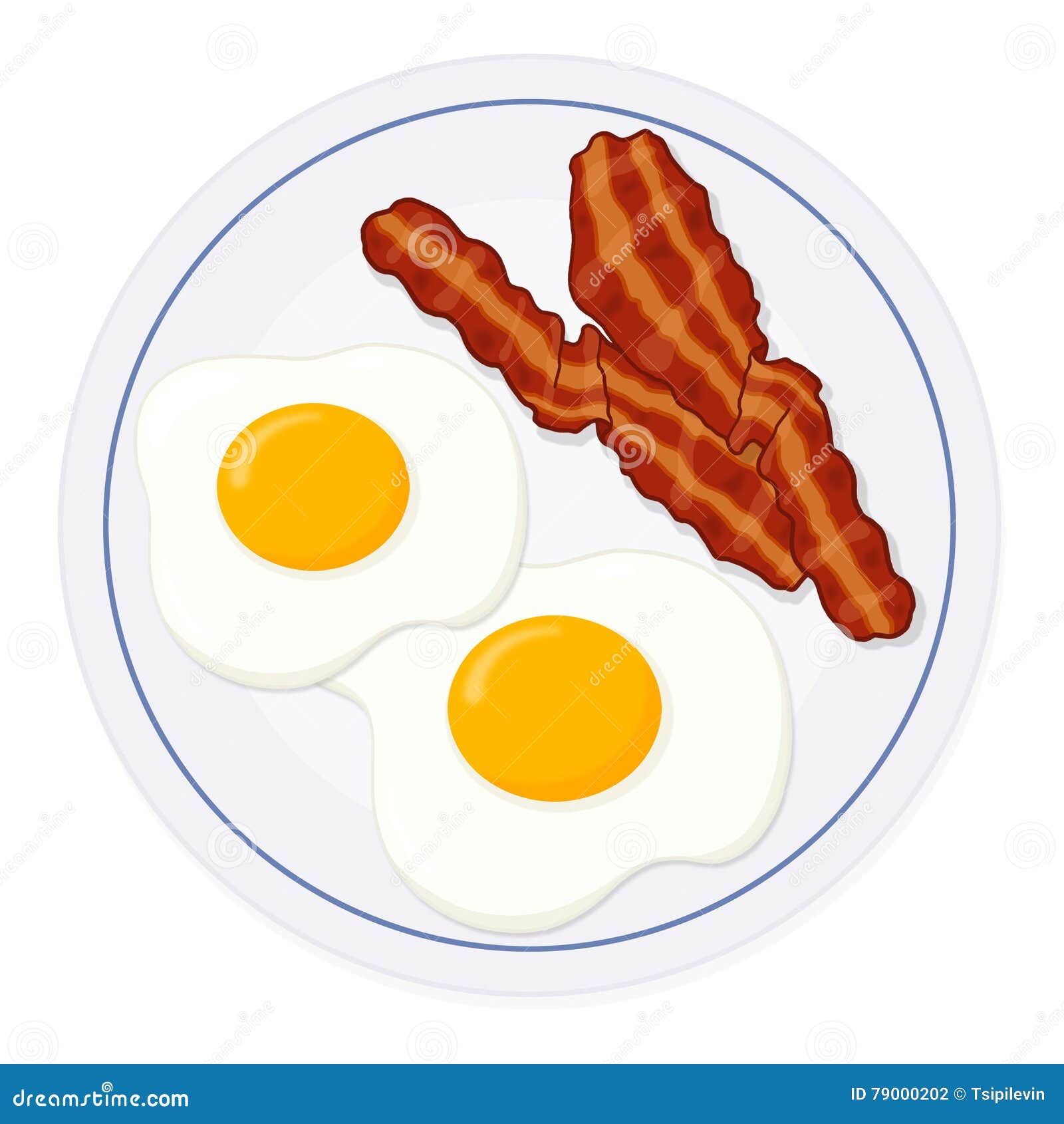Eggs and bacon on a plate stock illustration. Illustration of ... Eggs and bacon on a plate stock illustration. Illustration of ...
