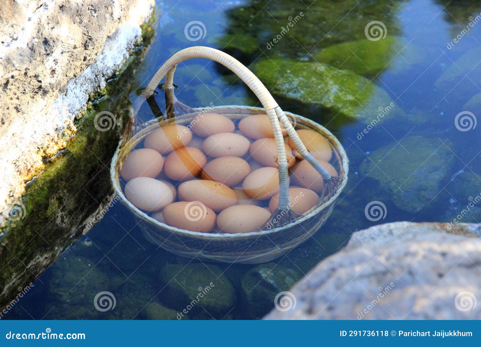 Eggs Boiling in the Natural Hot Spring in National Park Chae Son Stock Photo - Image of warm ...