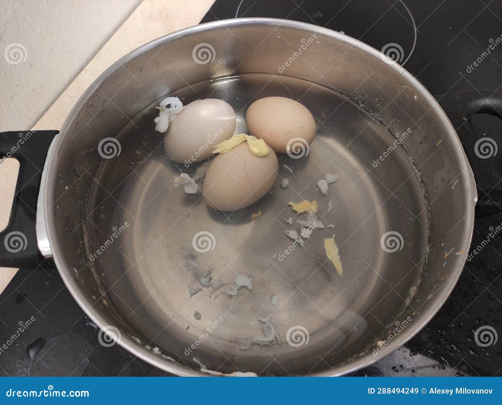 Eggs Burst while Cooking in a Pan and the Egg White Leaked into Water ...