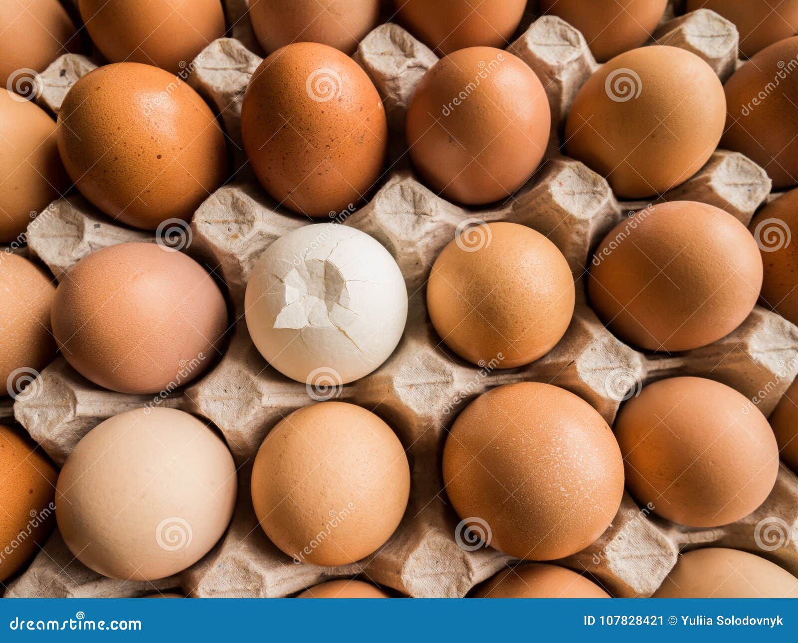 Eggs in a Cardboard Tray, One Crack is Different Stock Image - Image of ...