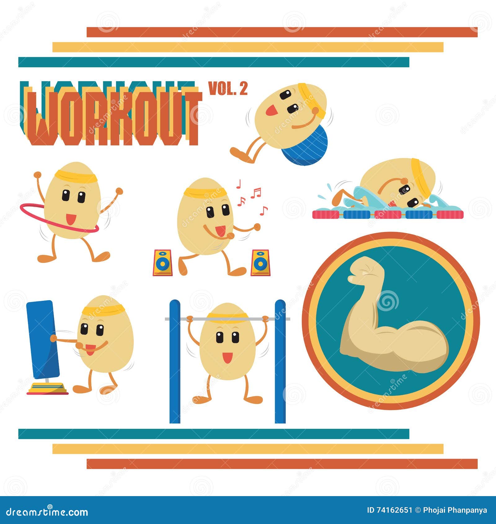 Eggs Cartoon in Workout Activities Stock Vector - Illustration of ...