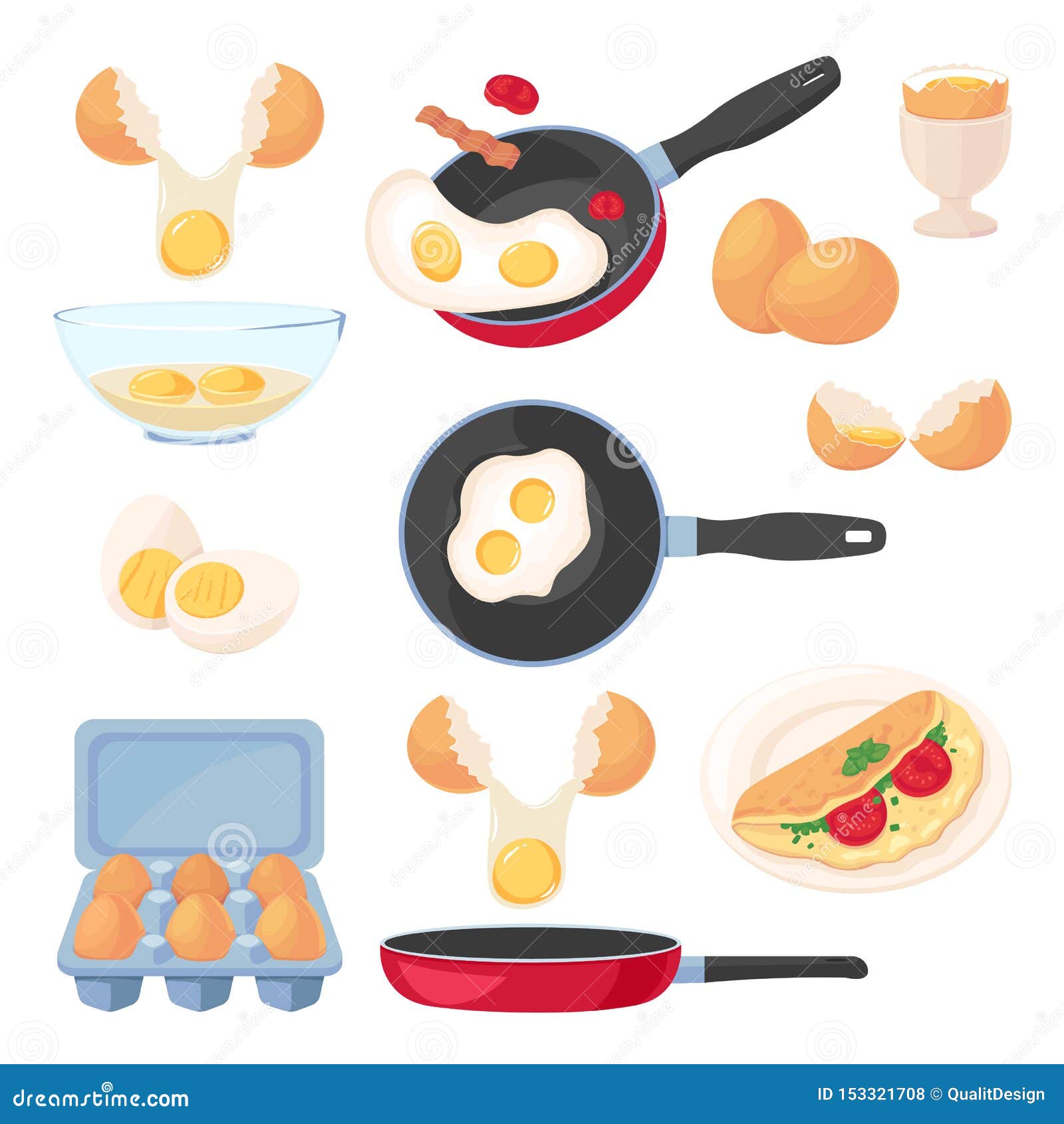 Eggs Design Elements Set, Isolated on White Background. Vector ...