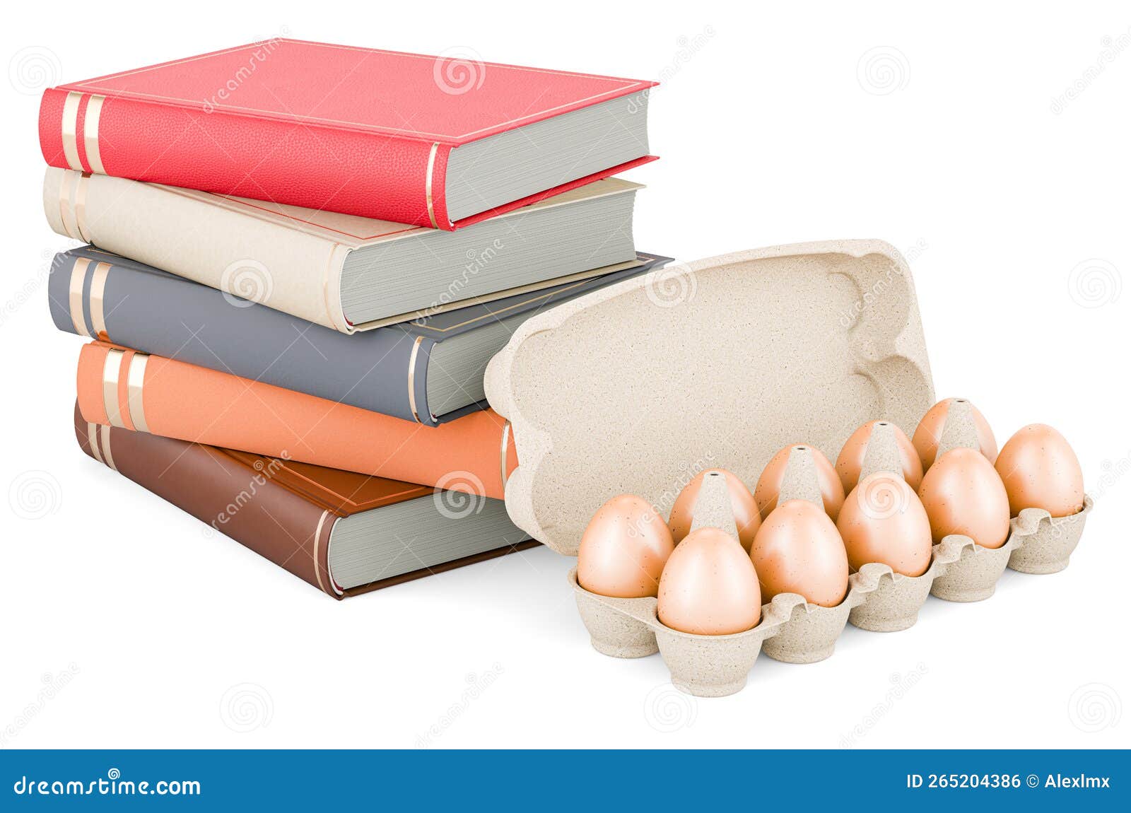 Eggs in an Egg Carton with Books, 3D Rendering Stock Illustration ...