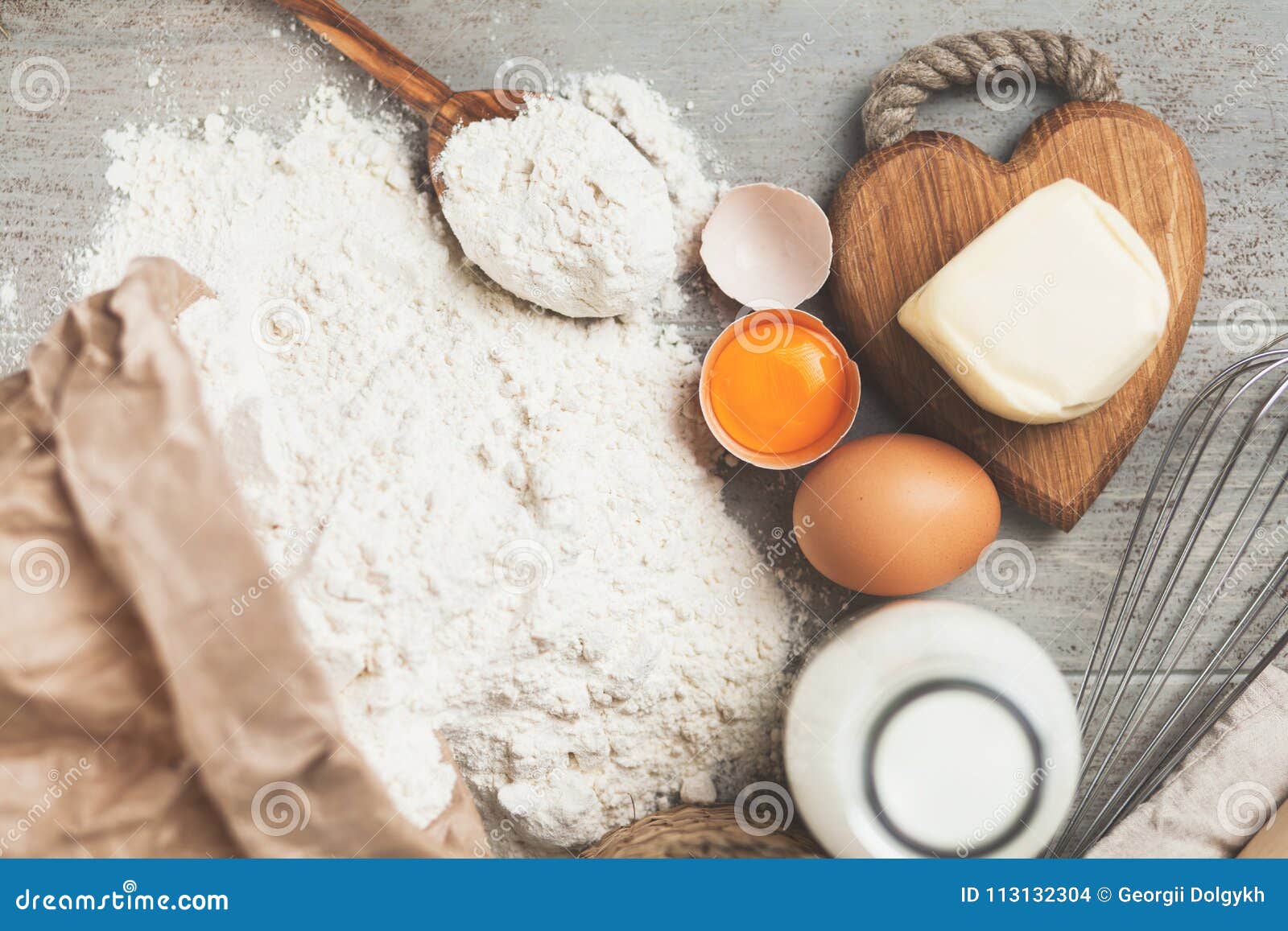 Basic baking ingredients stock photo. Image of cool - 113132304