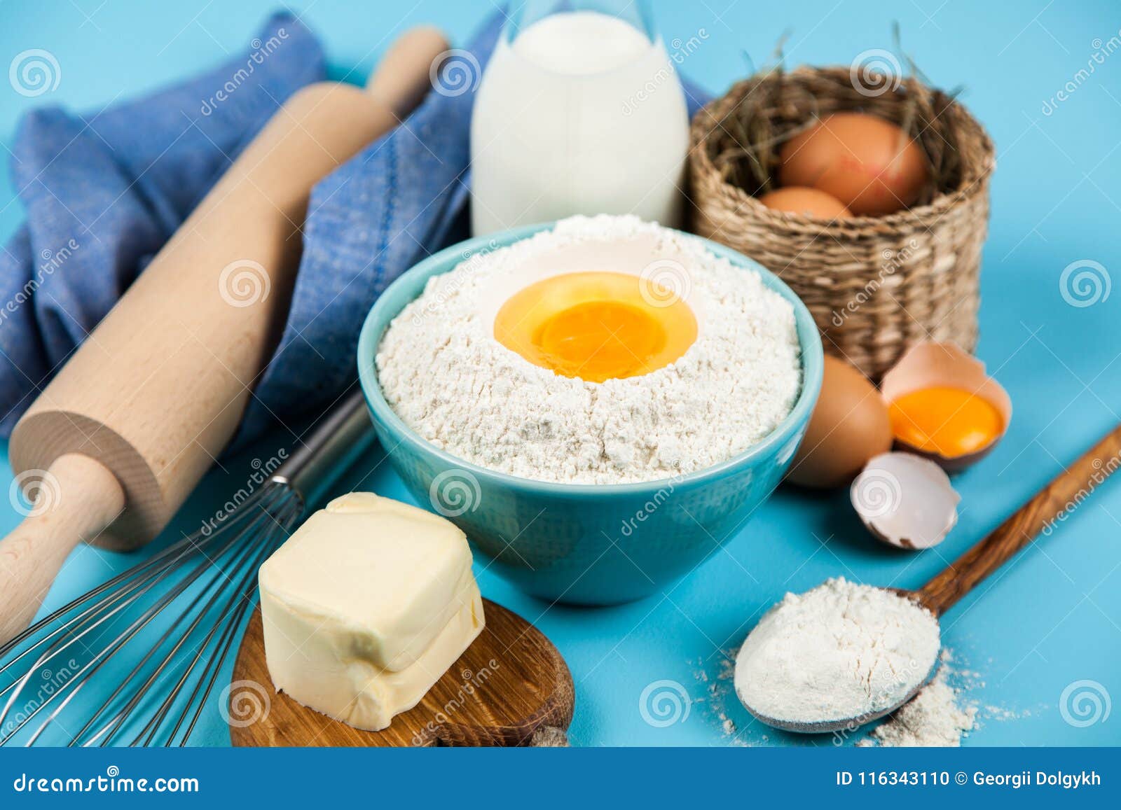 Basic baking ingredients stock photo. Image of ingredients - 116343110