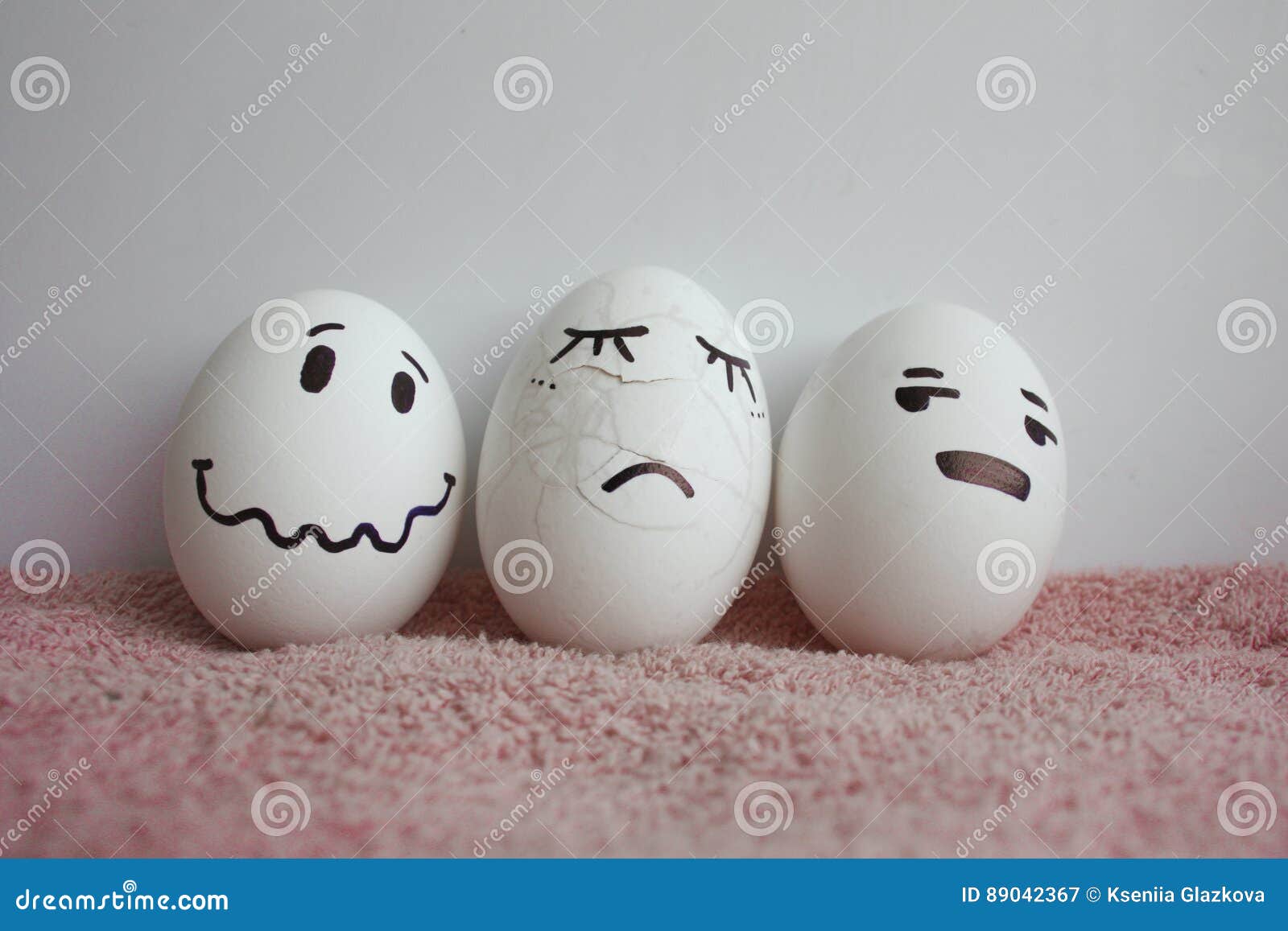 Eggs Are Funny With Faces Pain Crashed And Cracked Stock Image - Image ...