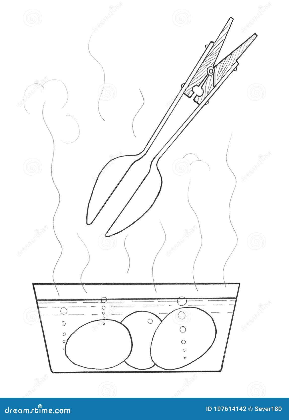 Eggs Get from Boiling Water. Schematic Drawing Stock Vector ...
