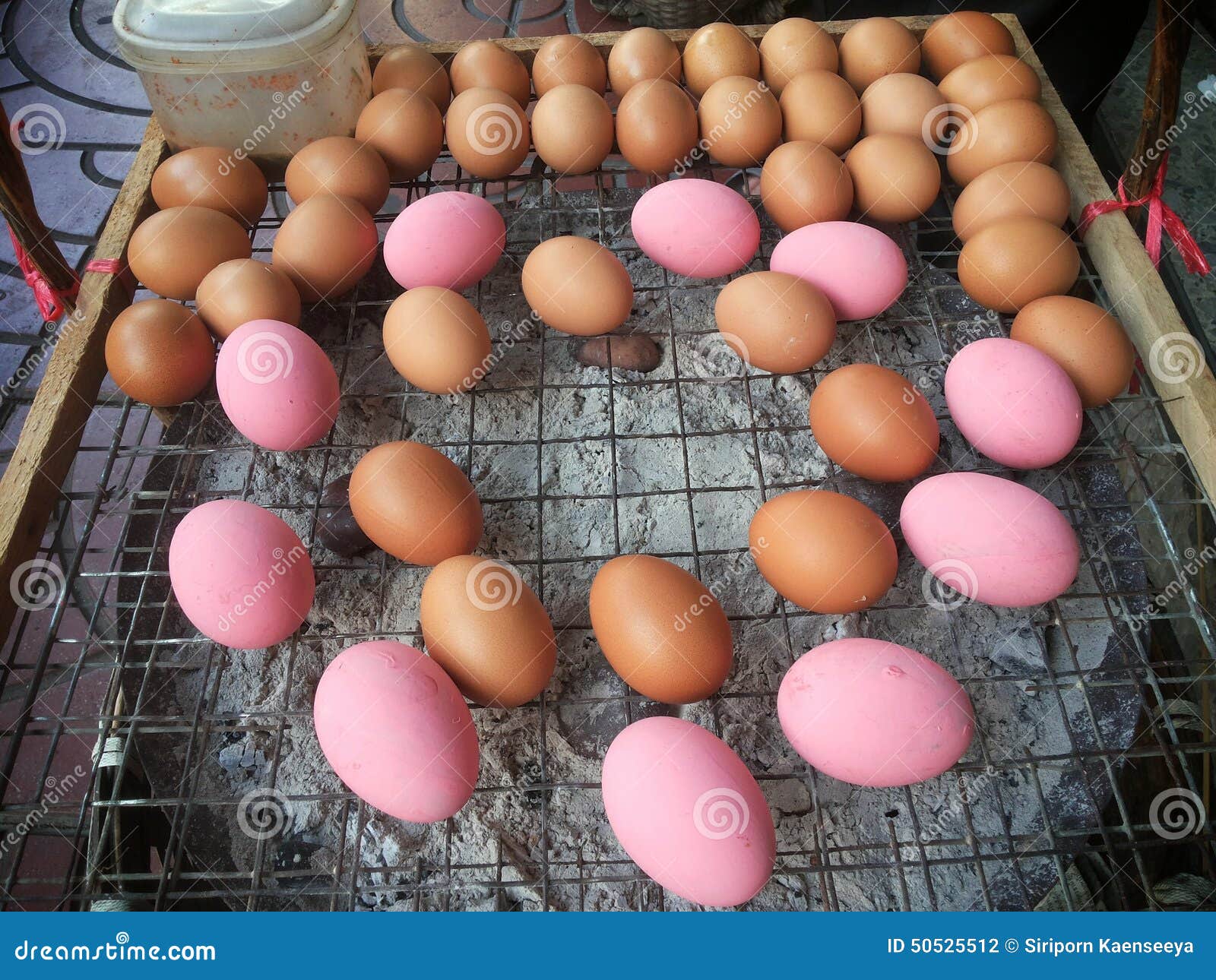 Eggs on Grid Being Grilled. Thai Street Food Stock Photo - Image of ...