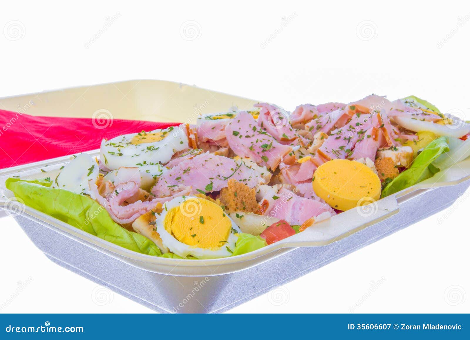 Eggs Ham with Chicken and Bread Cubes Stock Image - Image of prosciutto ...