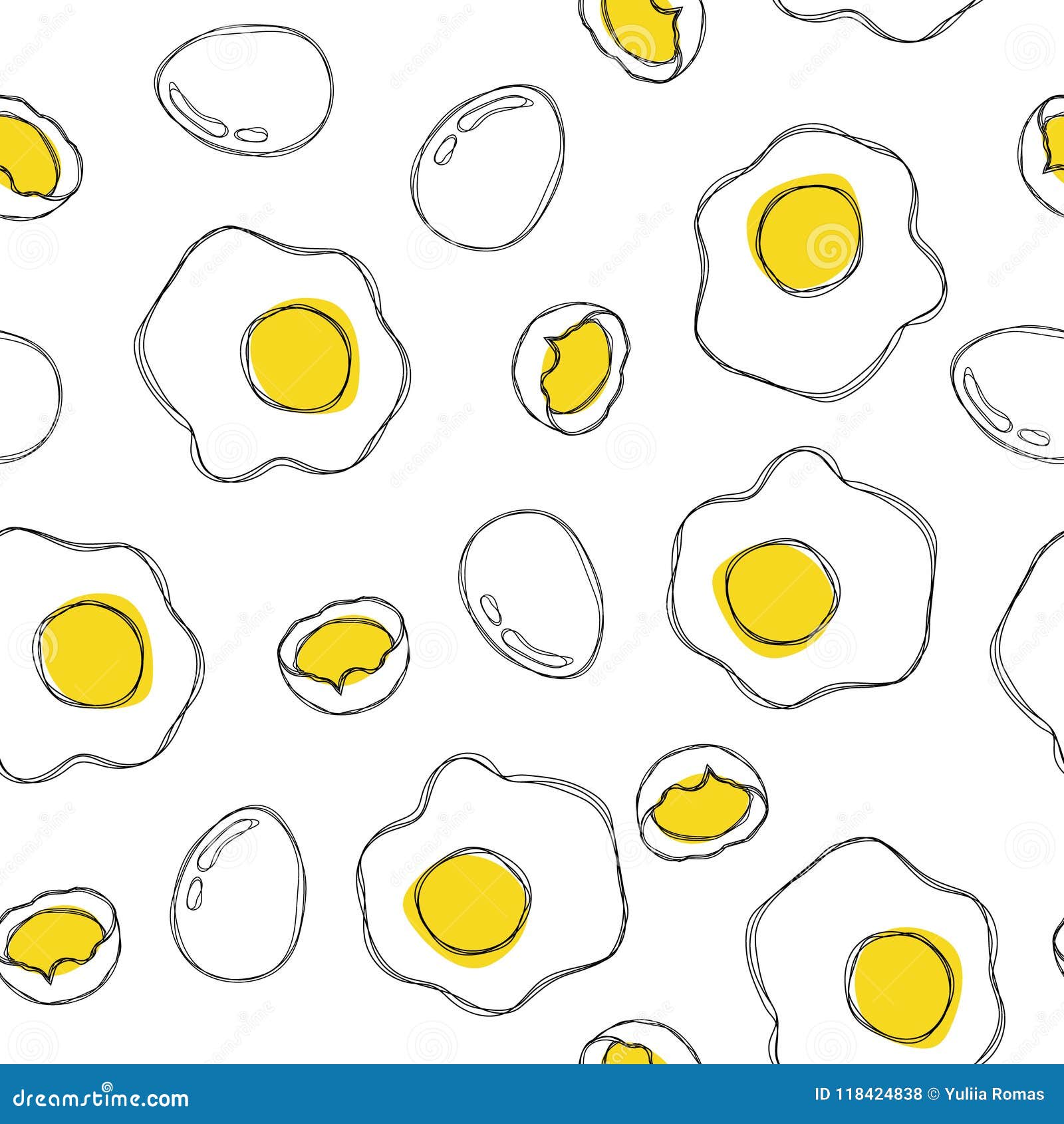 Eggs Hand Draw Seamless Pattern on Isolated White Background Stock ...