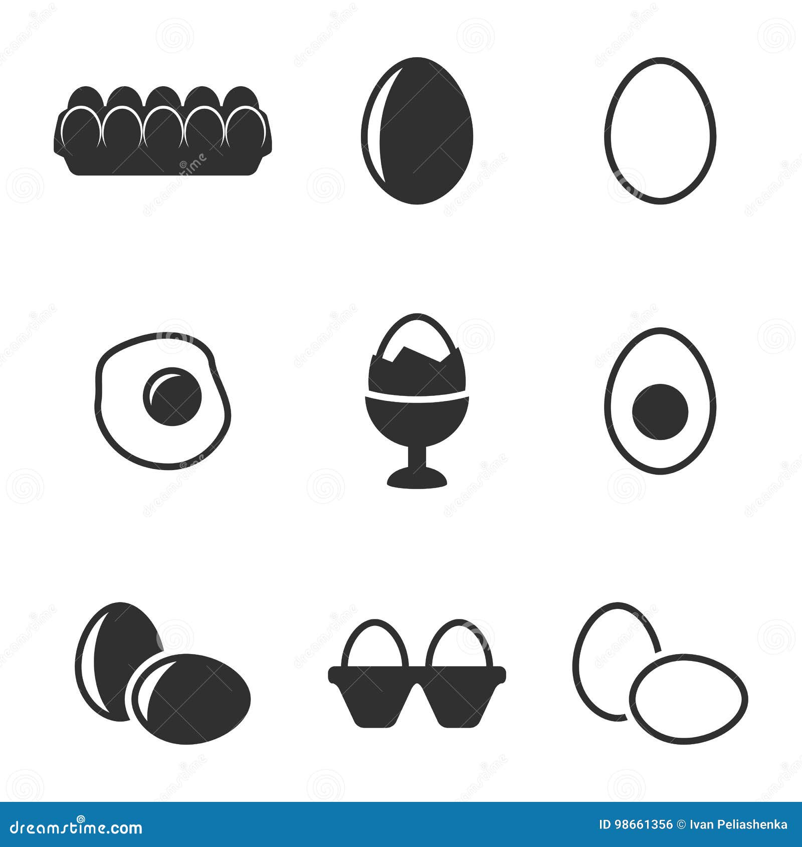 Eggs icons set stock illustration. Illustration of isolated - 98661356