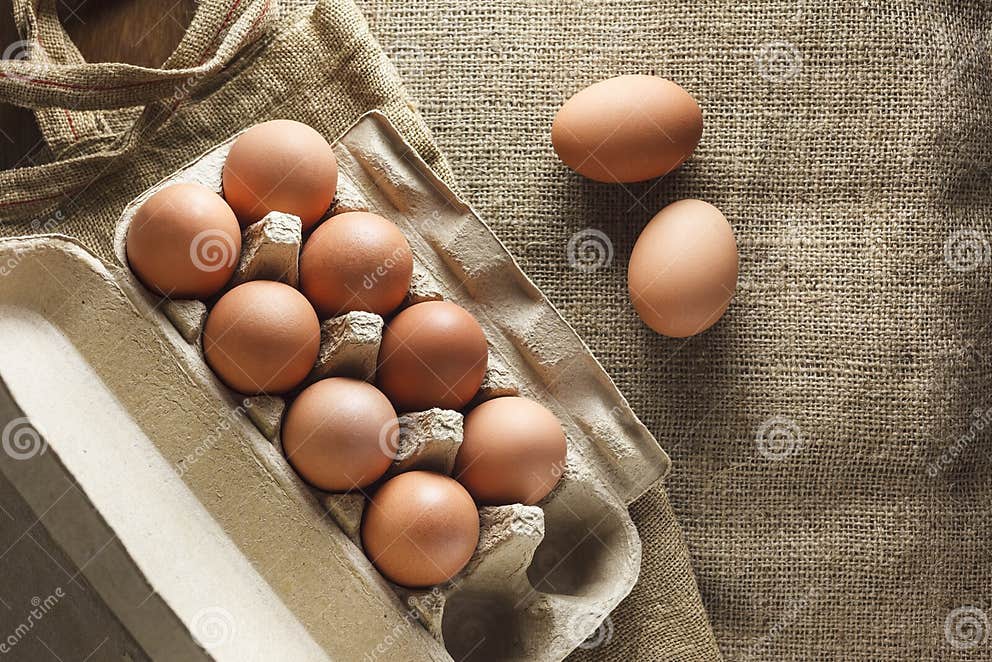 Eggs in Paper Pack on Sack Cloth Stock Photo - Image of sackcloth ...
