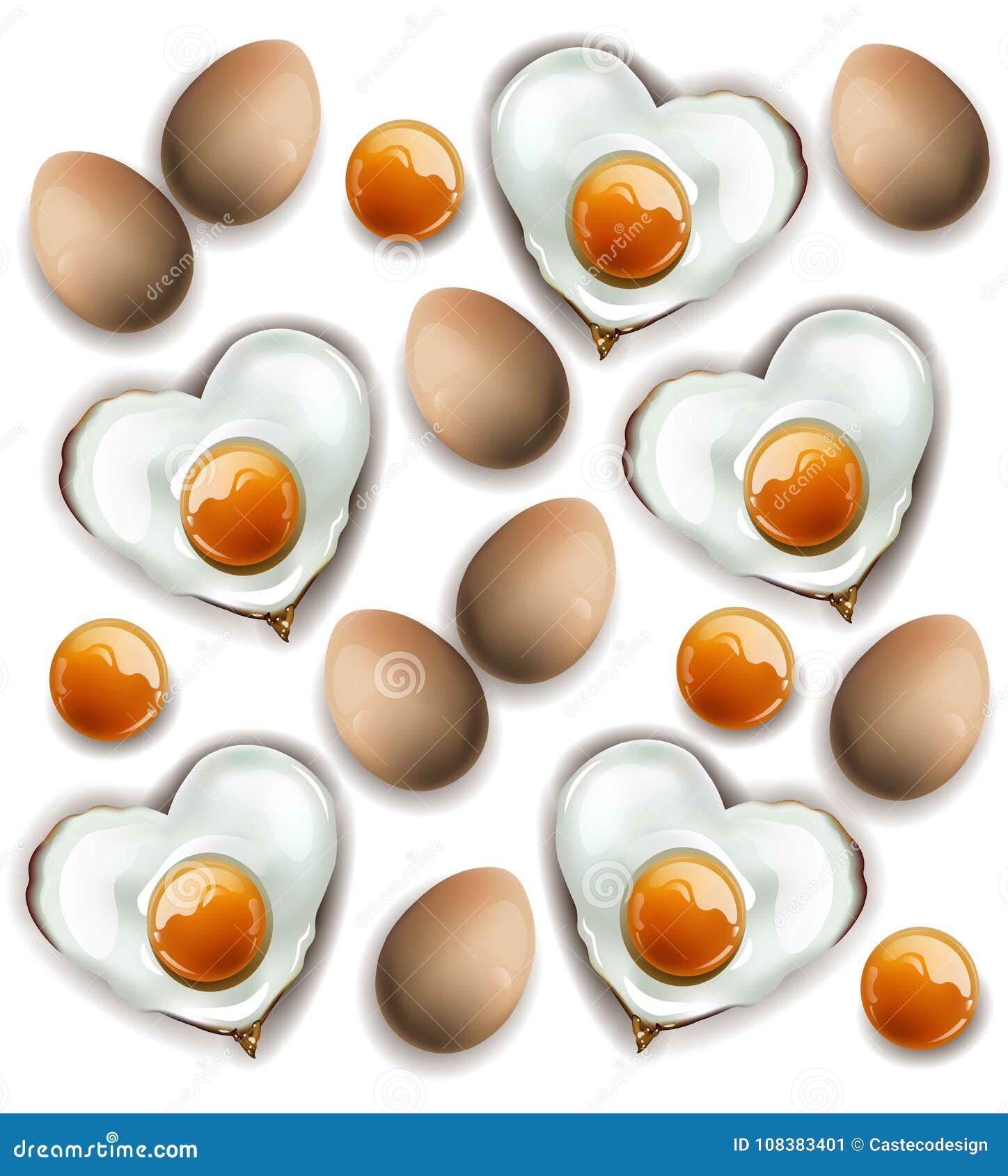 Eggs Pattern Vector Realistic. Layout Breakfast, Menu Page, Cooking ...