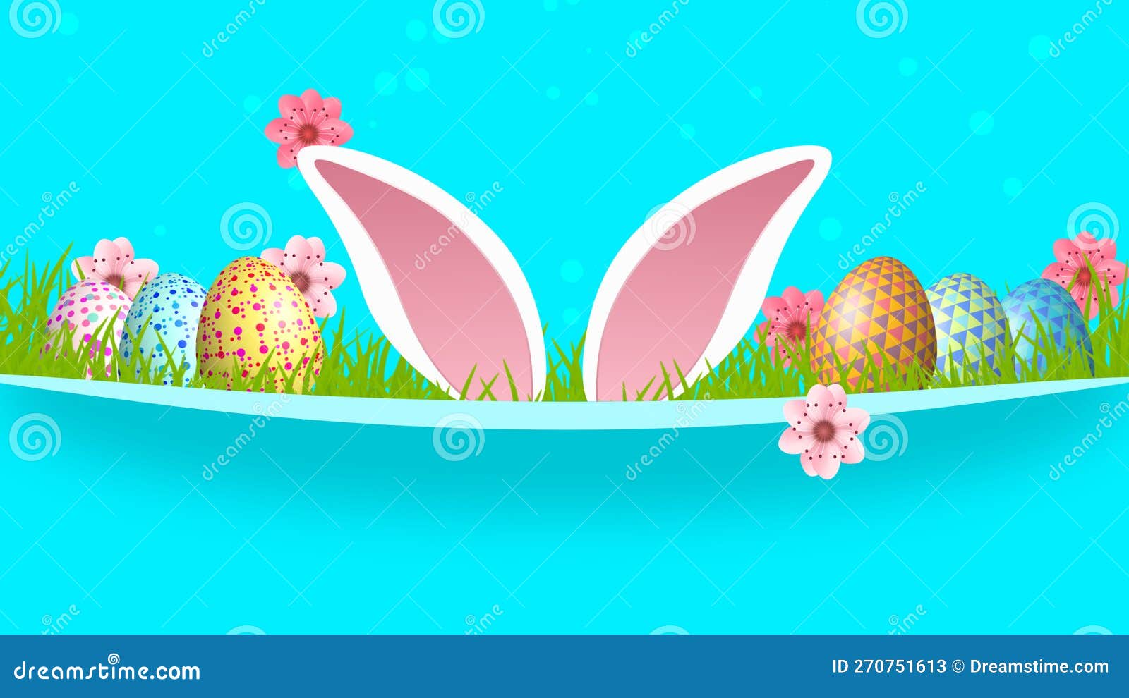 Eggs, Pink Flower, Bunny Ears and Grass Concept Image Stock ...