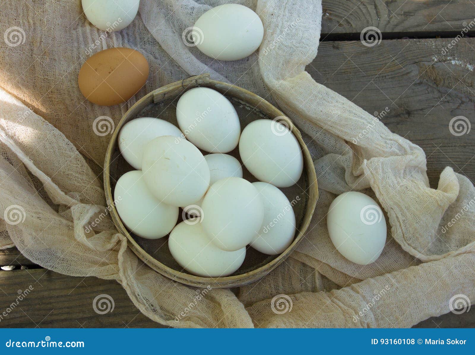 Eggs in a Sieve on a Wooden Table Stock Photo - Image of natural, sieve ...