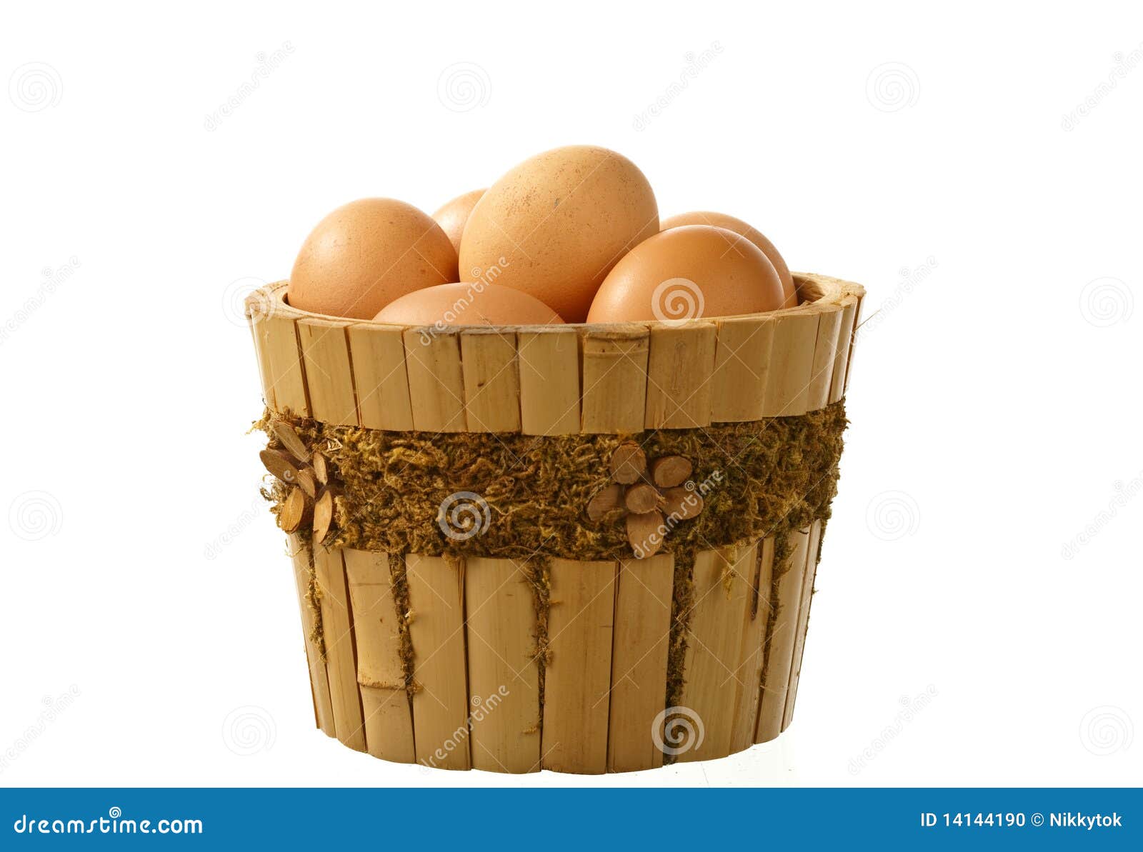 Eggs in the wooden bucket stock photo. Image of chicken - 14144190