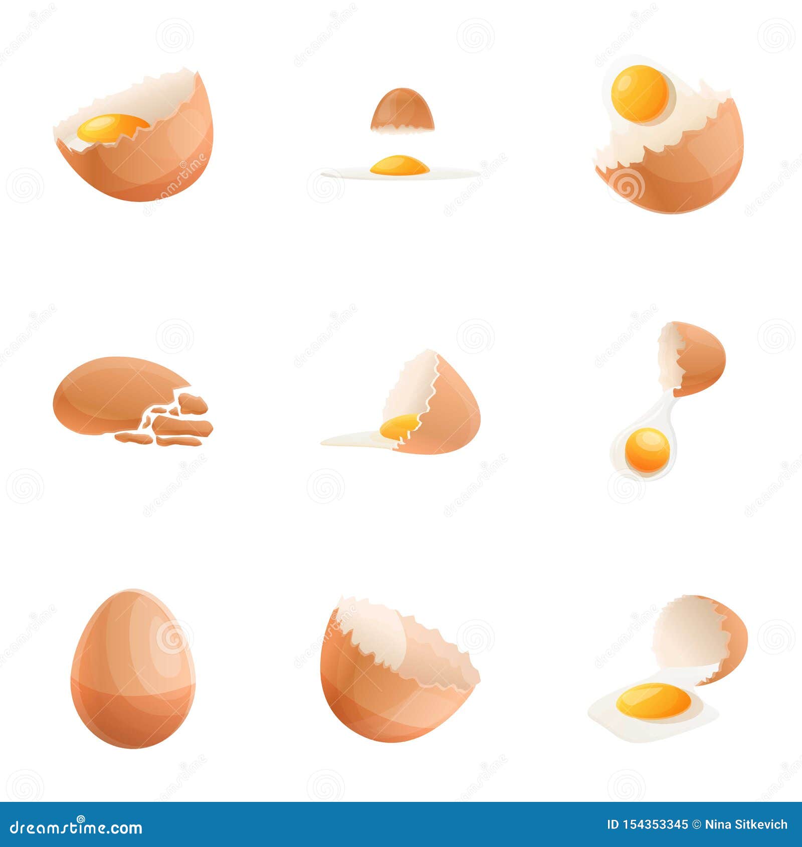 Eggshell Icon Set, Cartoon Style Stock Vector - Illustration of natural ...