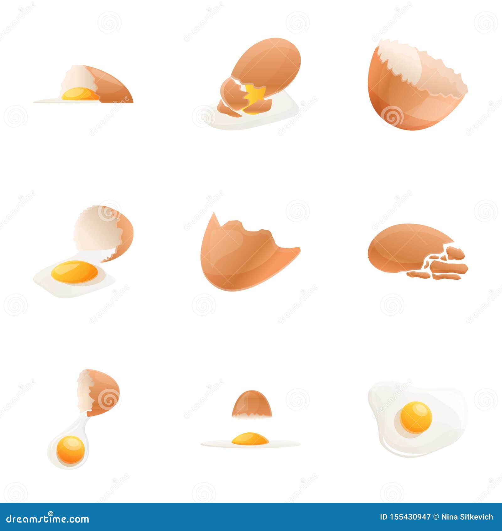 Eggshell Product Icon Set, Cartoon Style Stock Vector - Illustration of ...