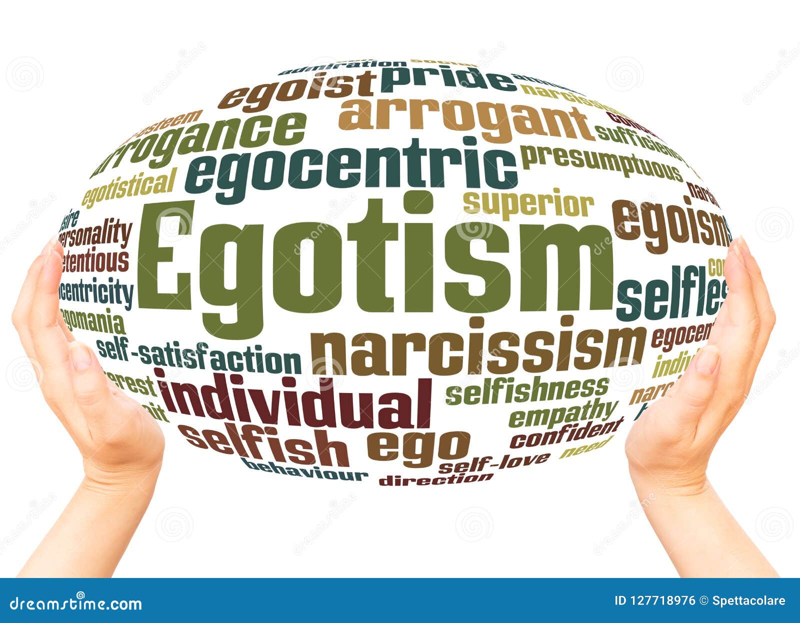 Egotism Word Cloud Hand Sphere Concept Stock Illustration ...