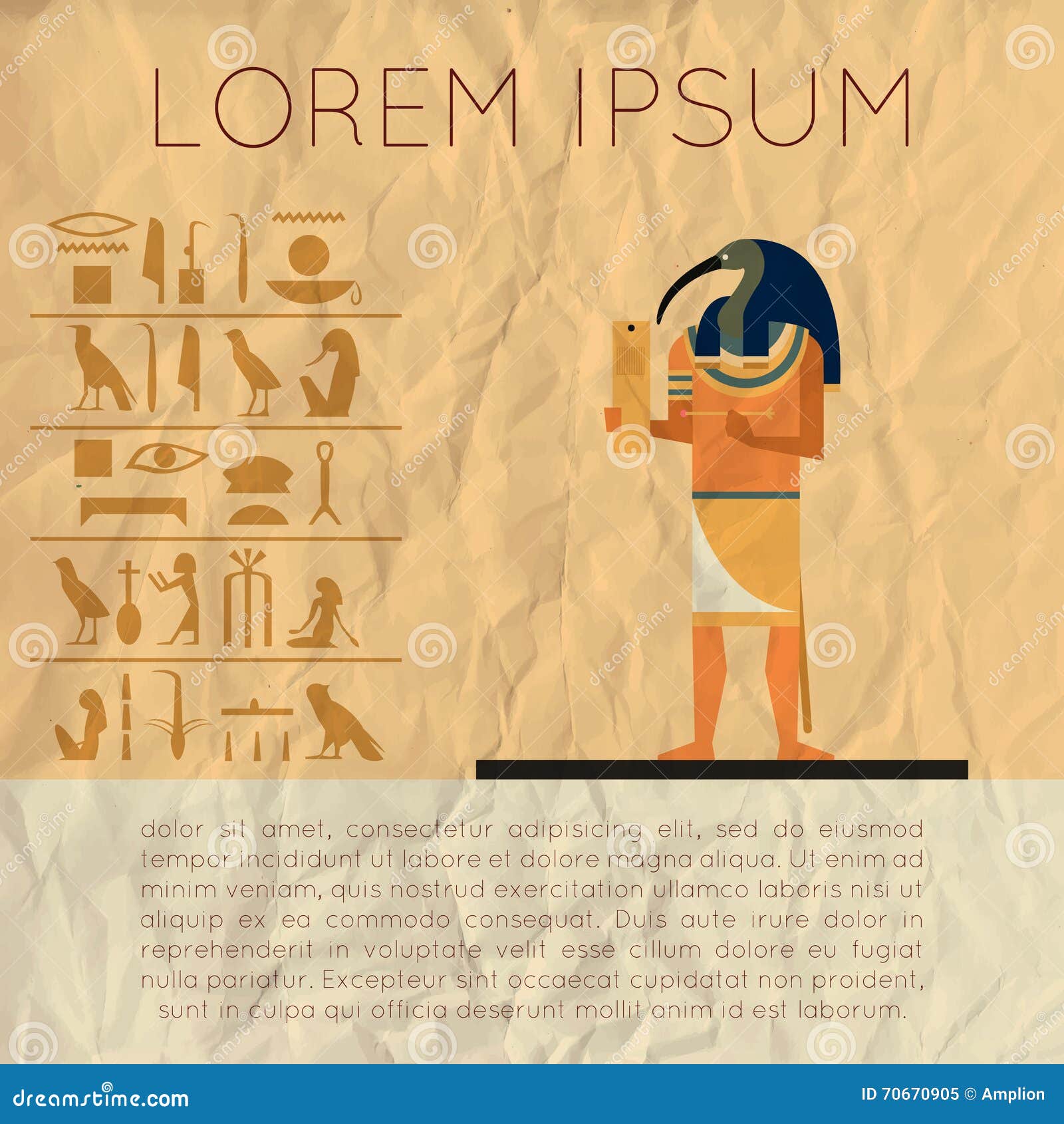 Thoth God Of Wisdom In Ancient Egypt. Layout In For Printing On T-shirt ...