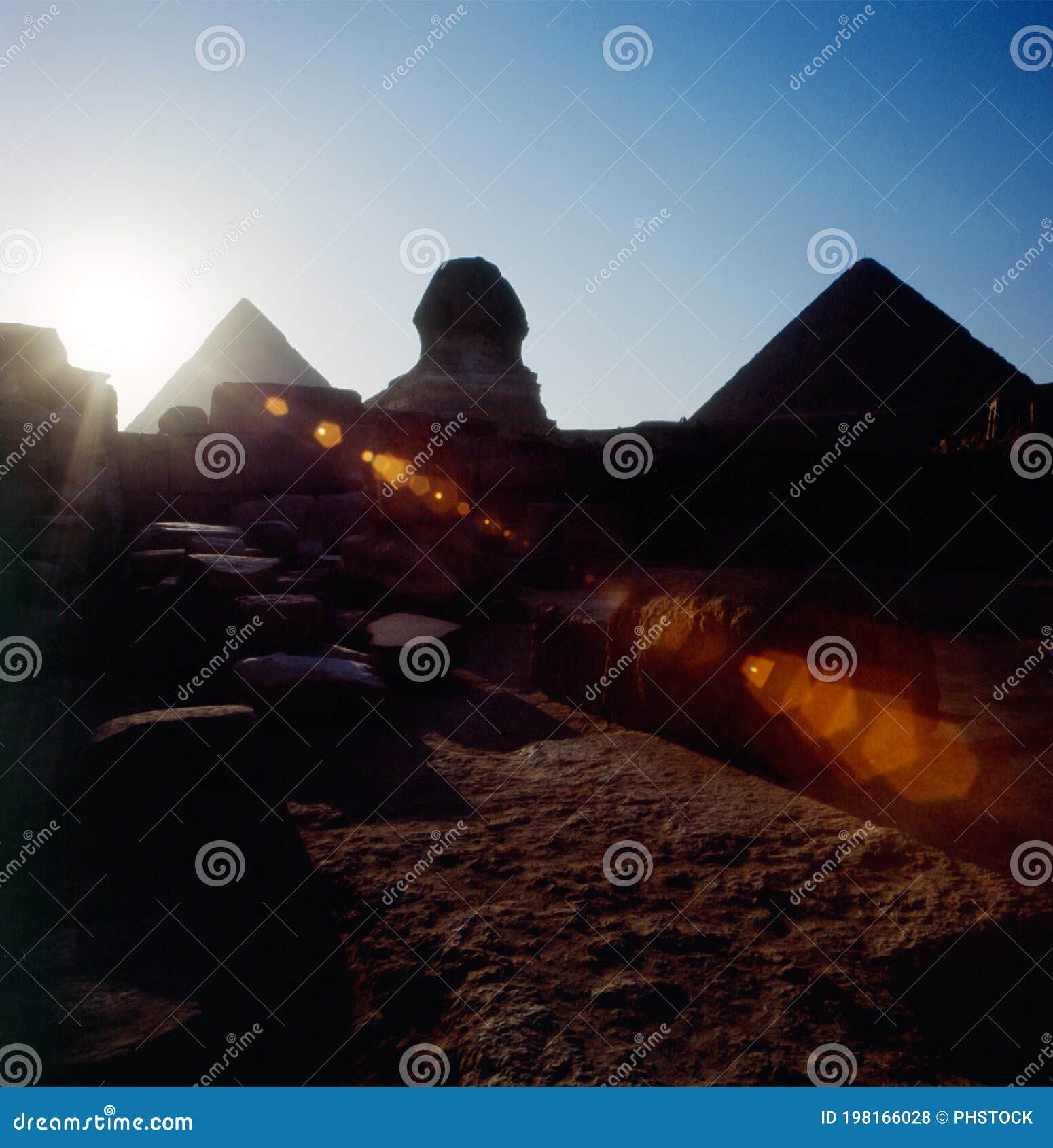 Egypt, Backlit View of the Sphinx Stock Photo - Image of sphinx ...