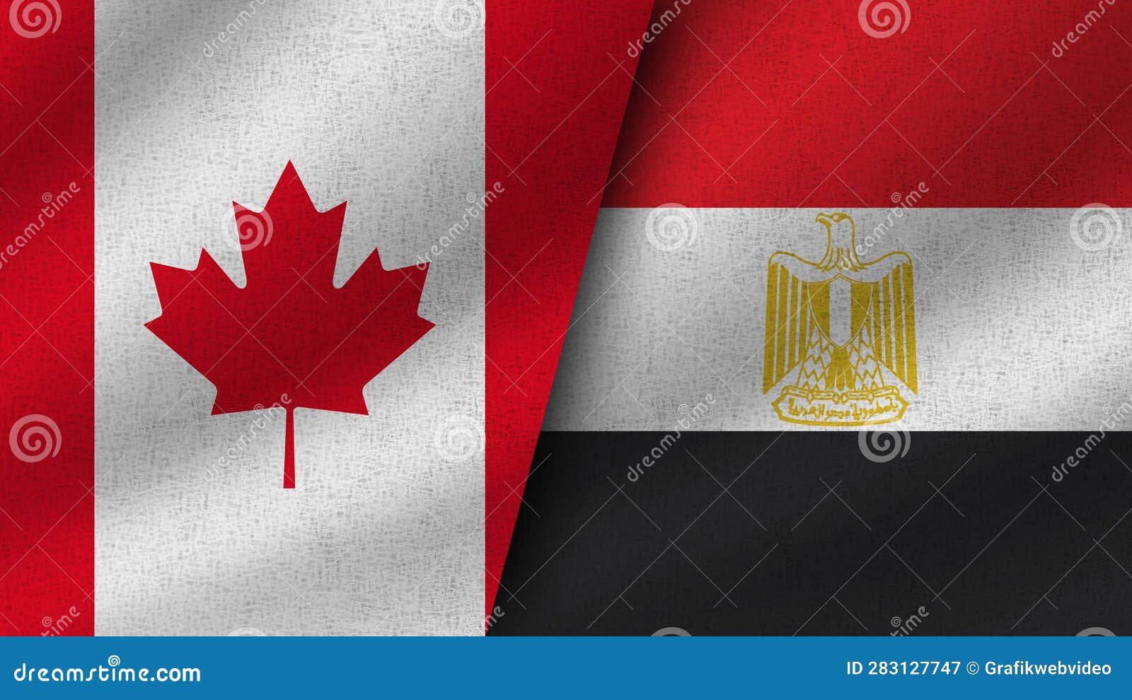 Egypt and Canada Realistic Two Flags Together Stock Illustration ...