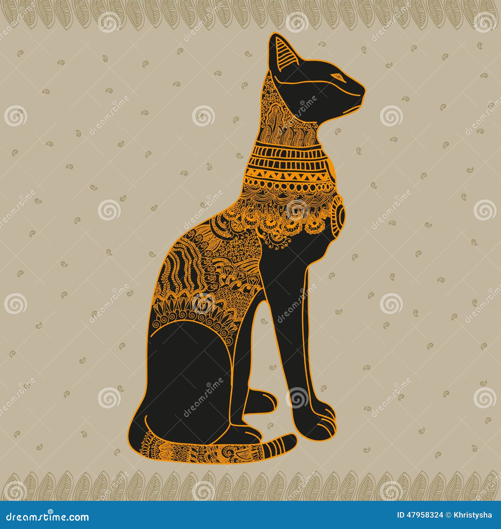 Egypt cat stock vector. Illustration of wealth, beautiful - 47958324