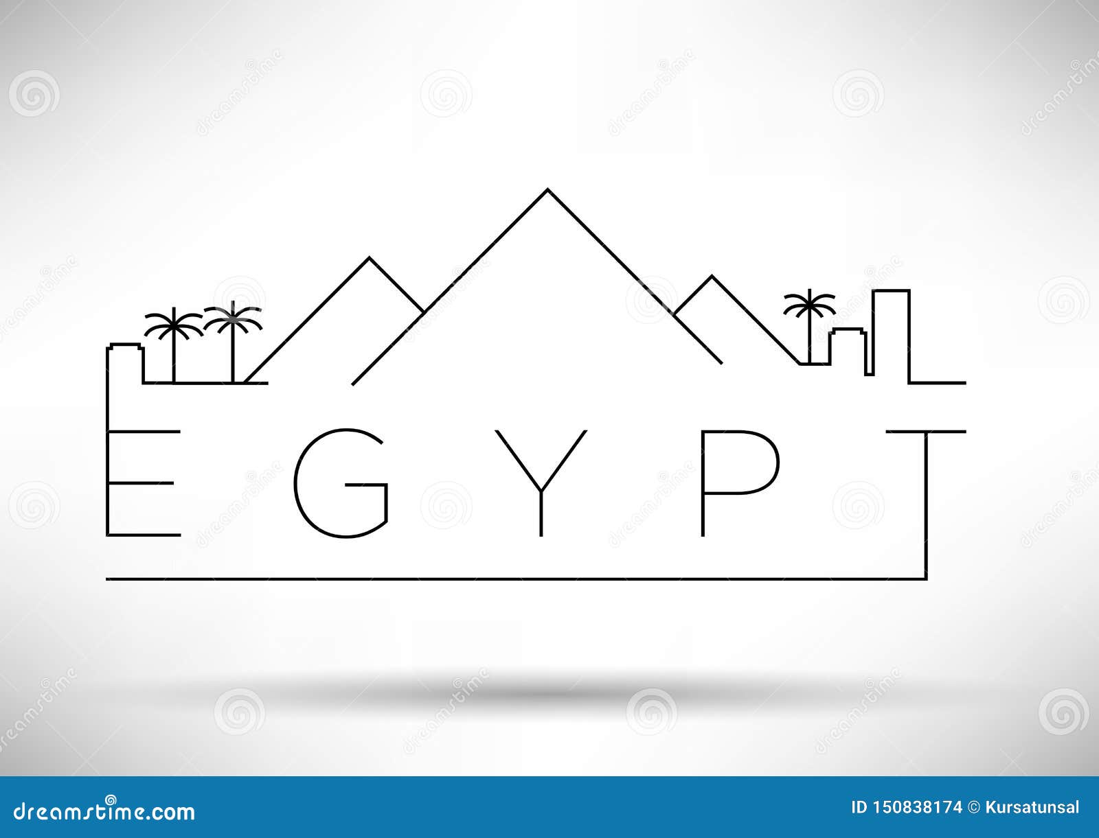 Egypt City Line Silhouette Typographic Design Stock Vector ...