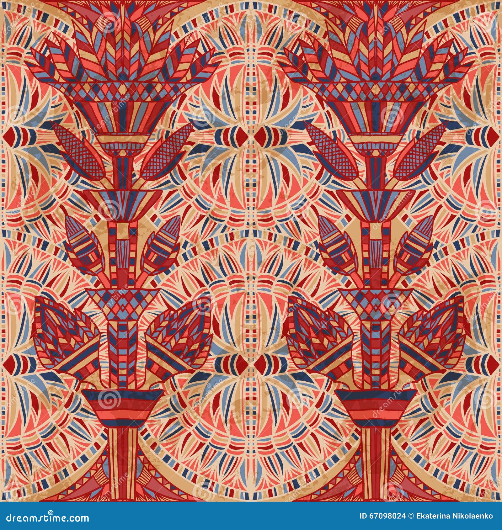 Egypt Colorful Floral Ornament. Vintage Vector Seamless Pattern Stock ...