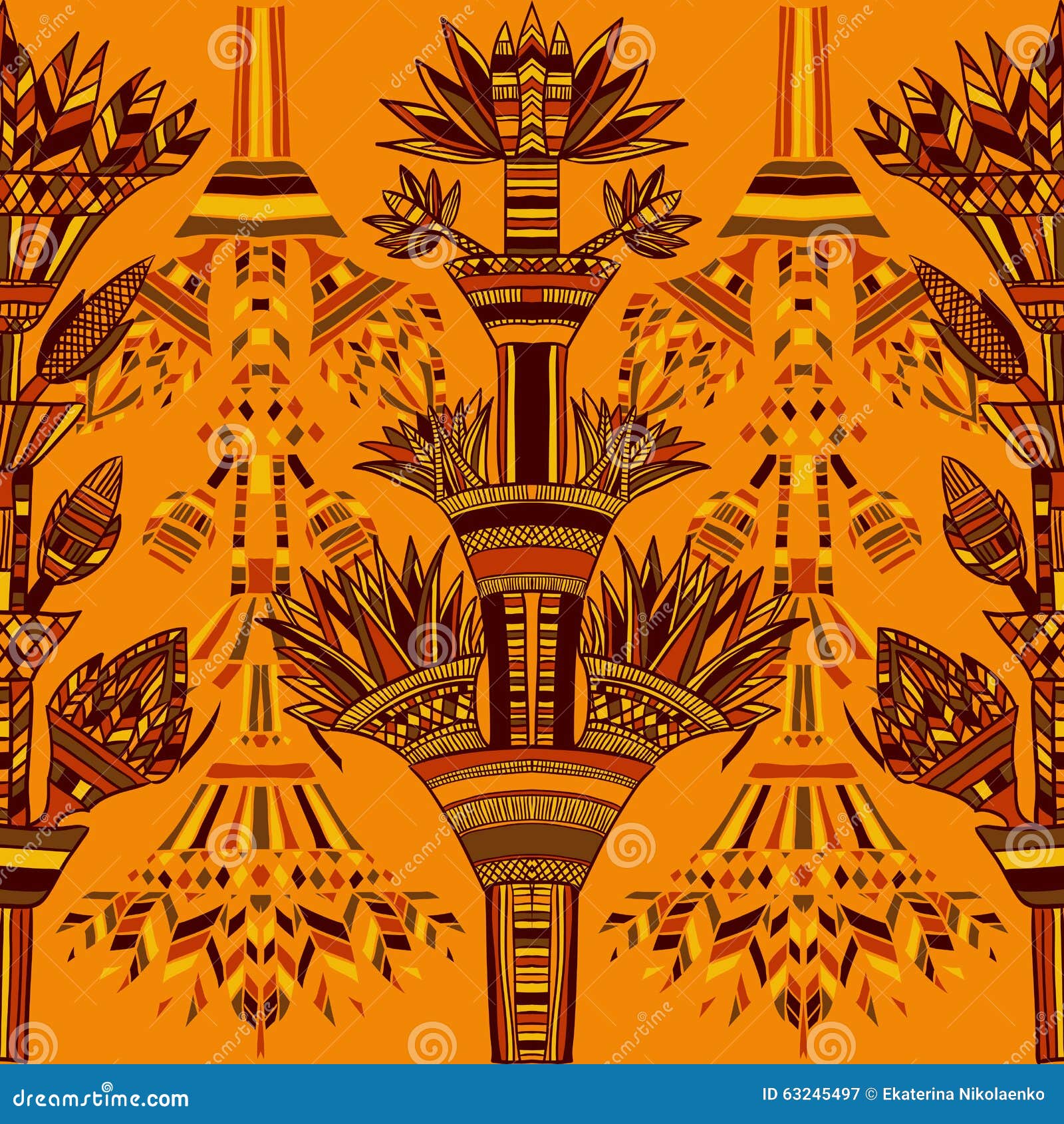 Egypt Colorful Ornament With Elements And Silhouettes Hieroglyphs Of ...