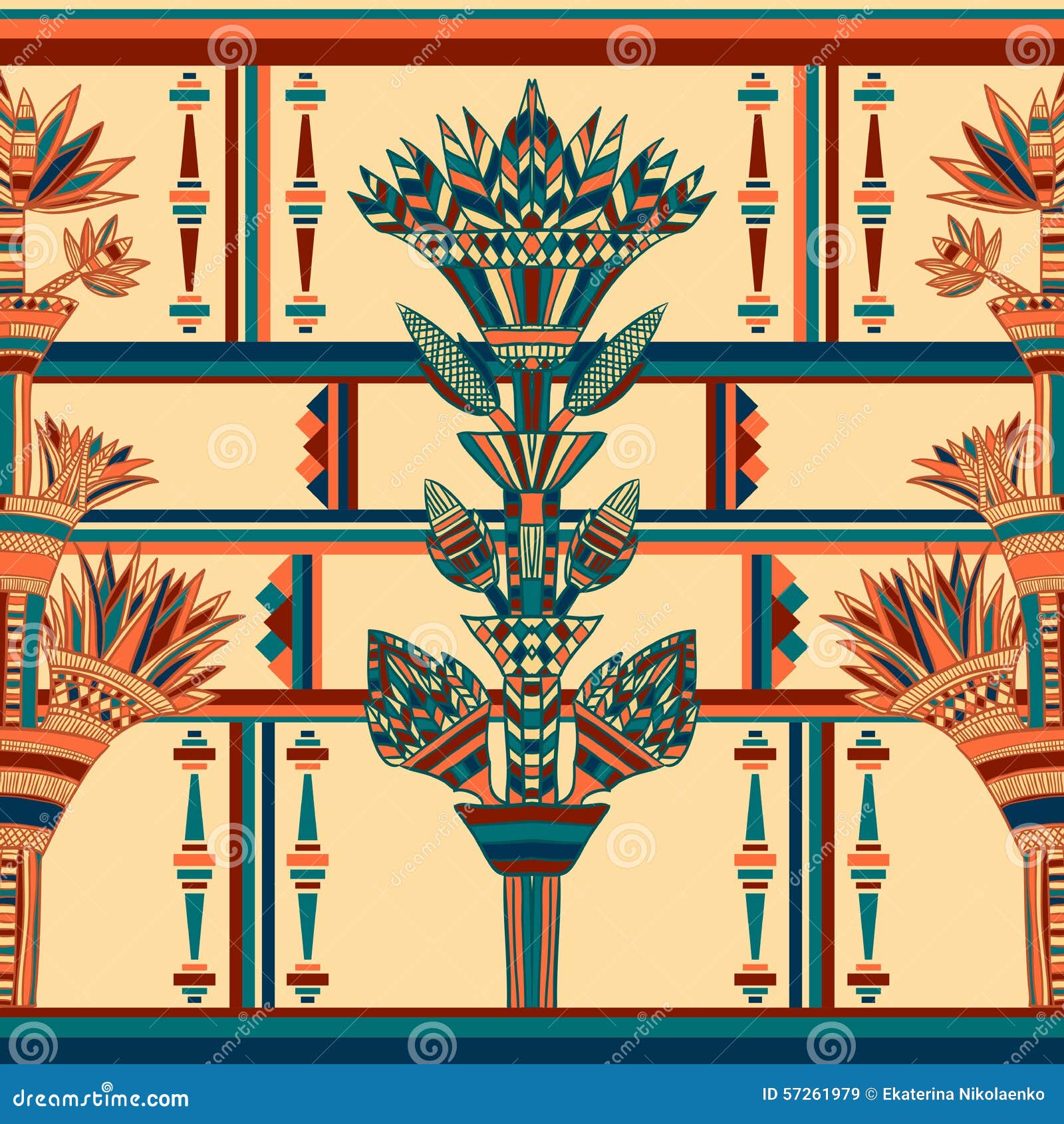 Egypt Colorful Ornament. Vector Seamless Pattern Stock Vector ...