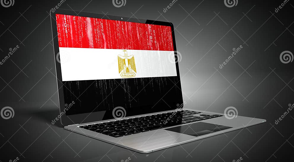 Egypt - Country Flag and Binary Code on Laptop Screen Stock Illustration - Illustration of ...