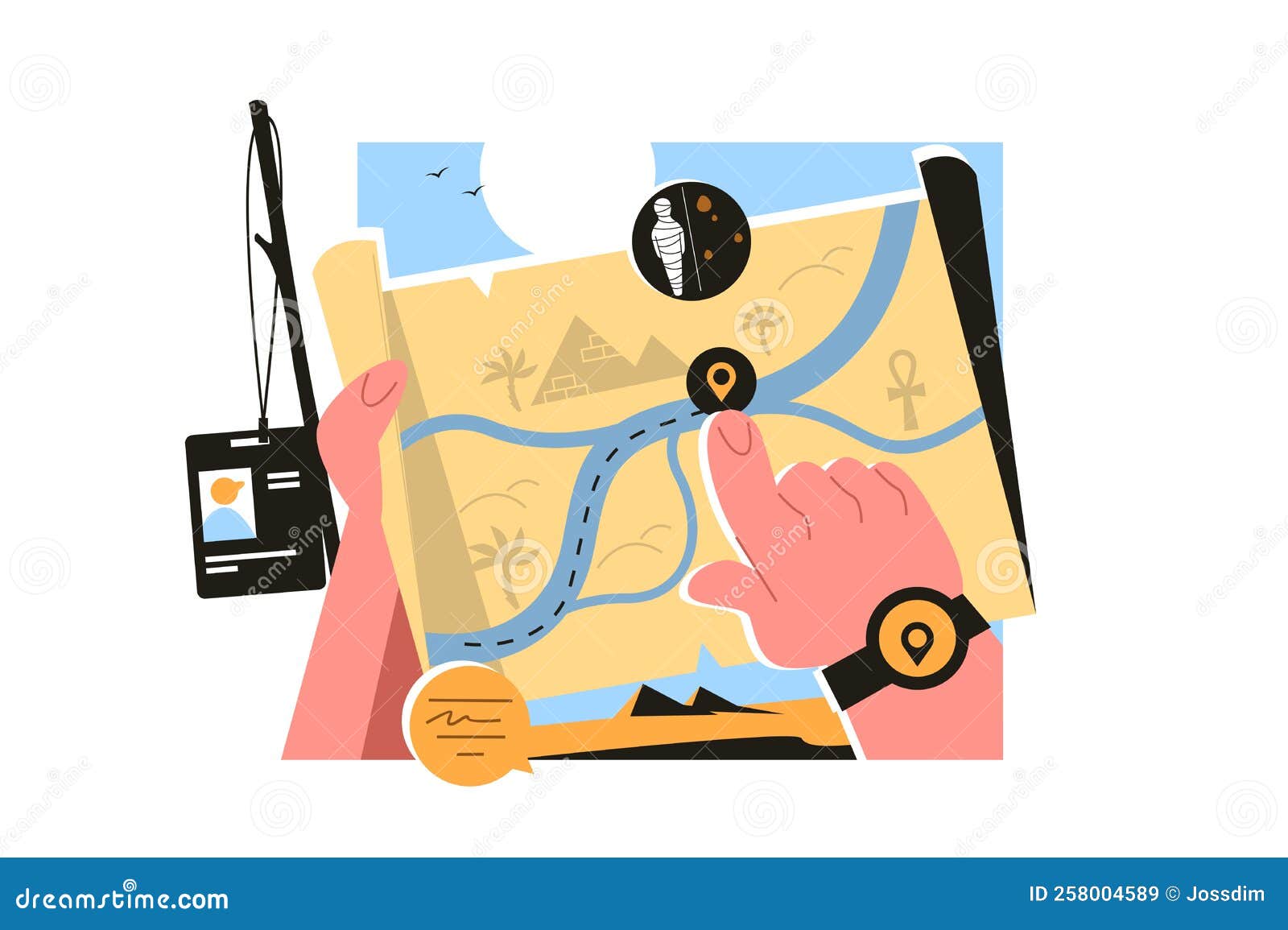 Egypt Explore Map with Pin Location Tag Stock Vector - Illustration of ...