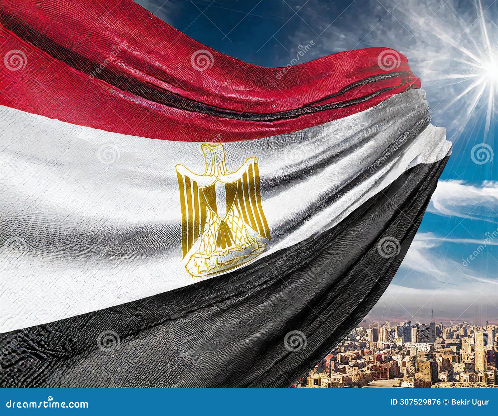 Egypt Flag Waving on the Wind Stock Illustration - Illustration of ...