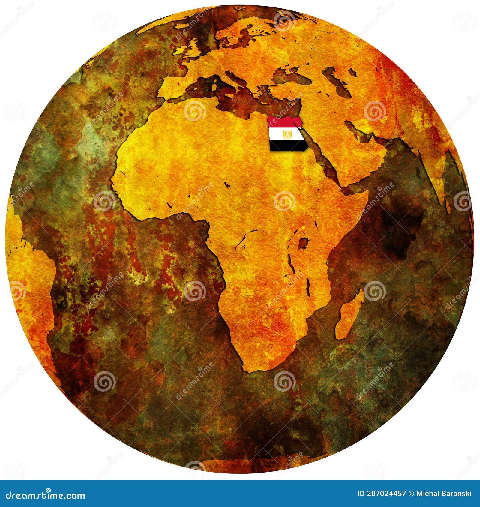 Map Of Egypt Territory Located In Middle East Region With Country Flags ...