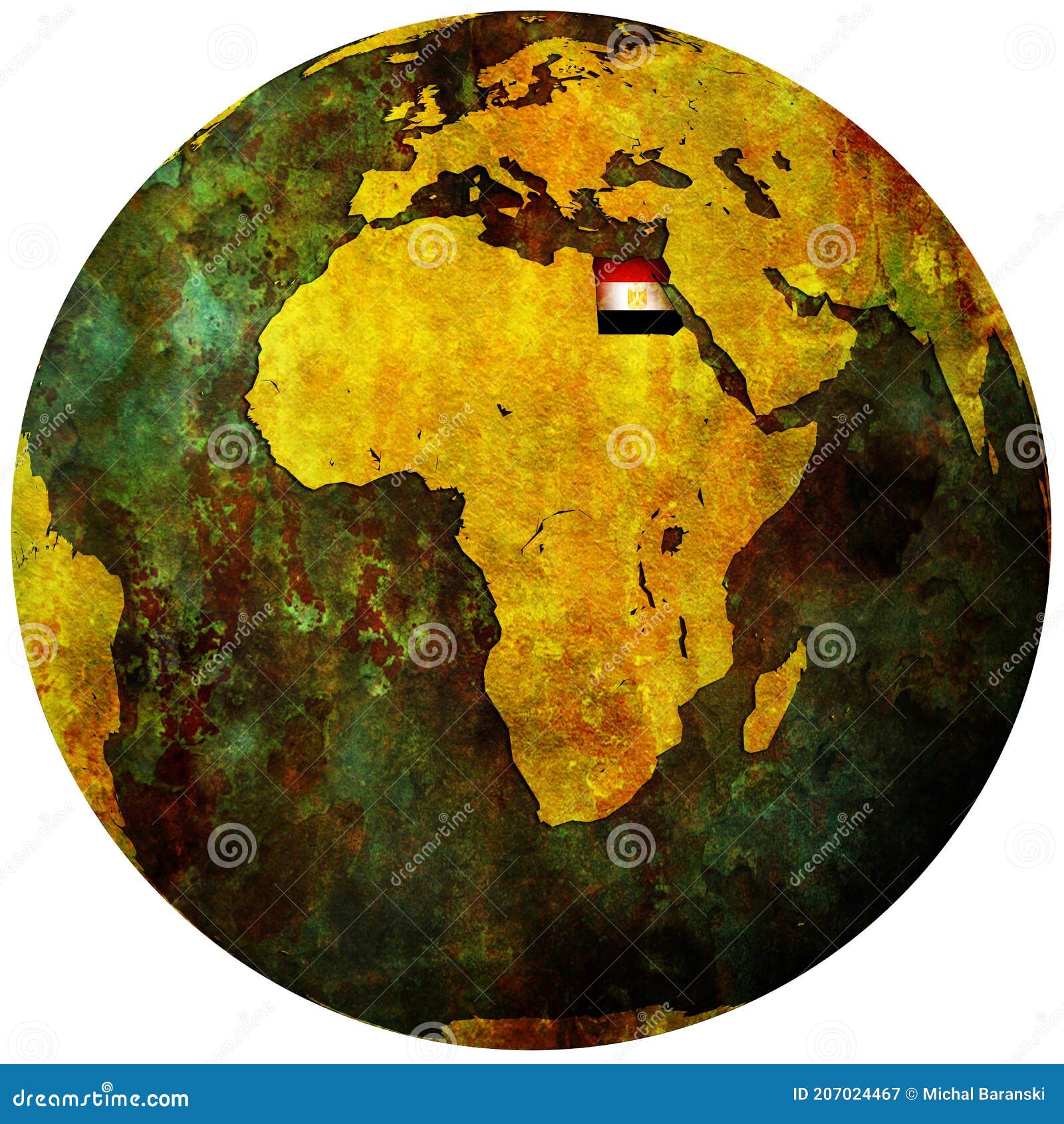 Map Of Egypt Territory Located In Middle East Region With Country Flags ...
