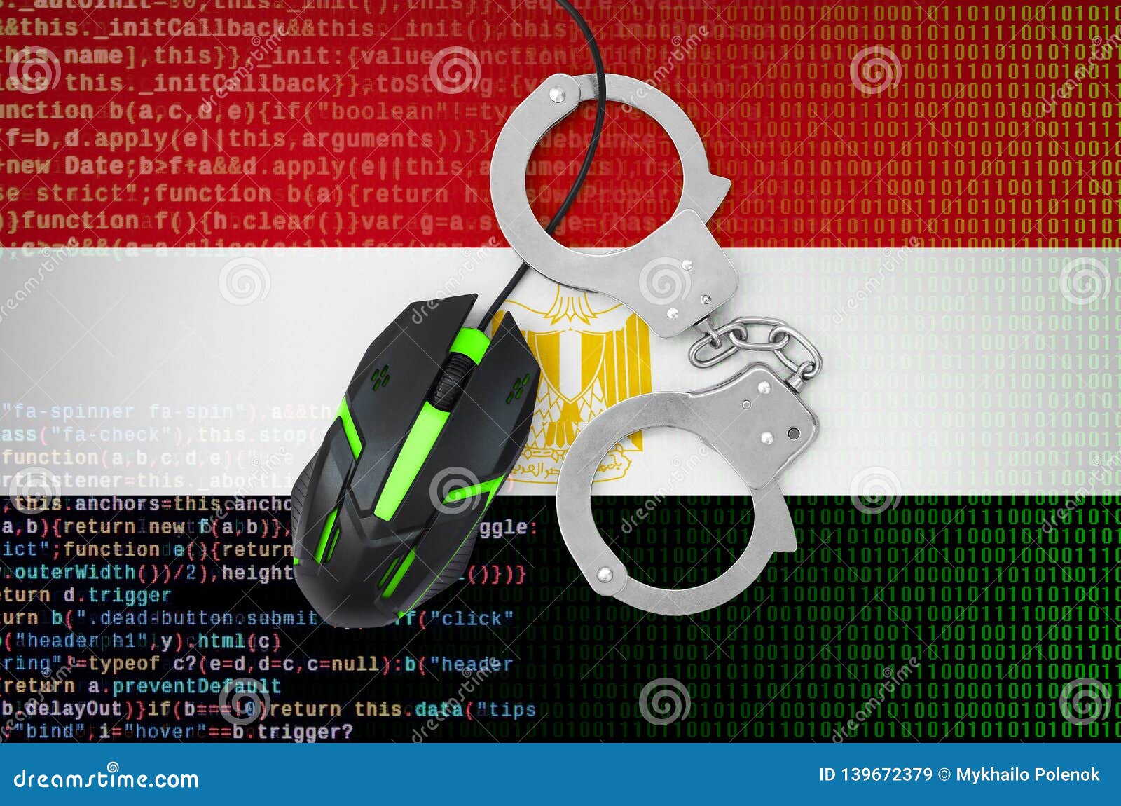 Egypt Flag and Handcuffed Computer Mouse. Combating Computer Crime ...