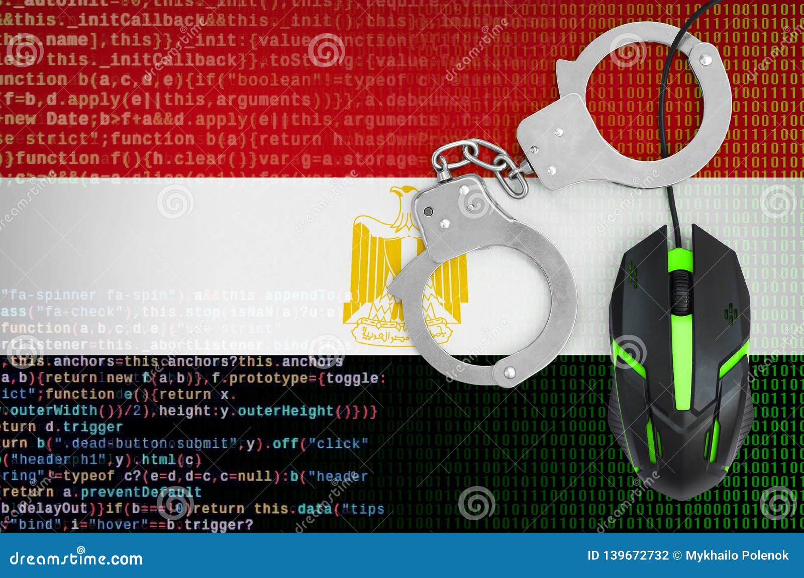 Egypt Flag and Handcuffed Computer Mouse. Combating Computer Crime ...