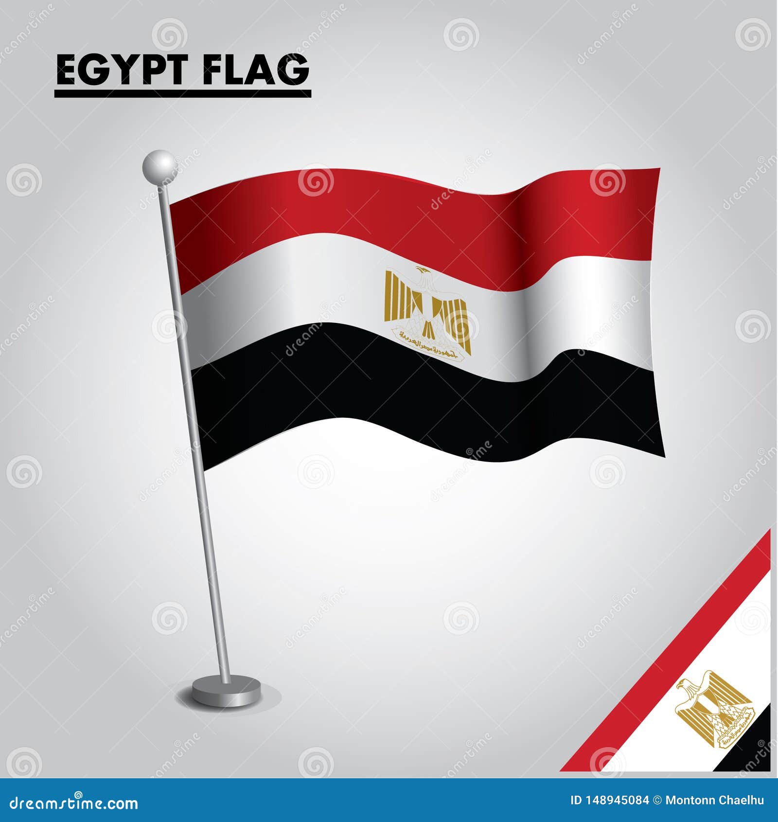 EGYPT Flag National Flag of EGYPT on a Pole Stock Vector - Illustration ...