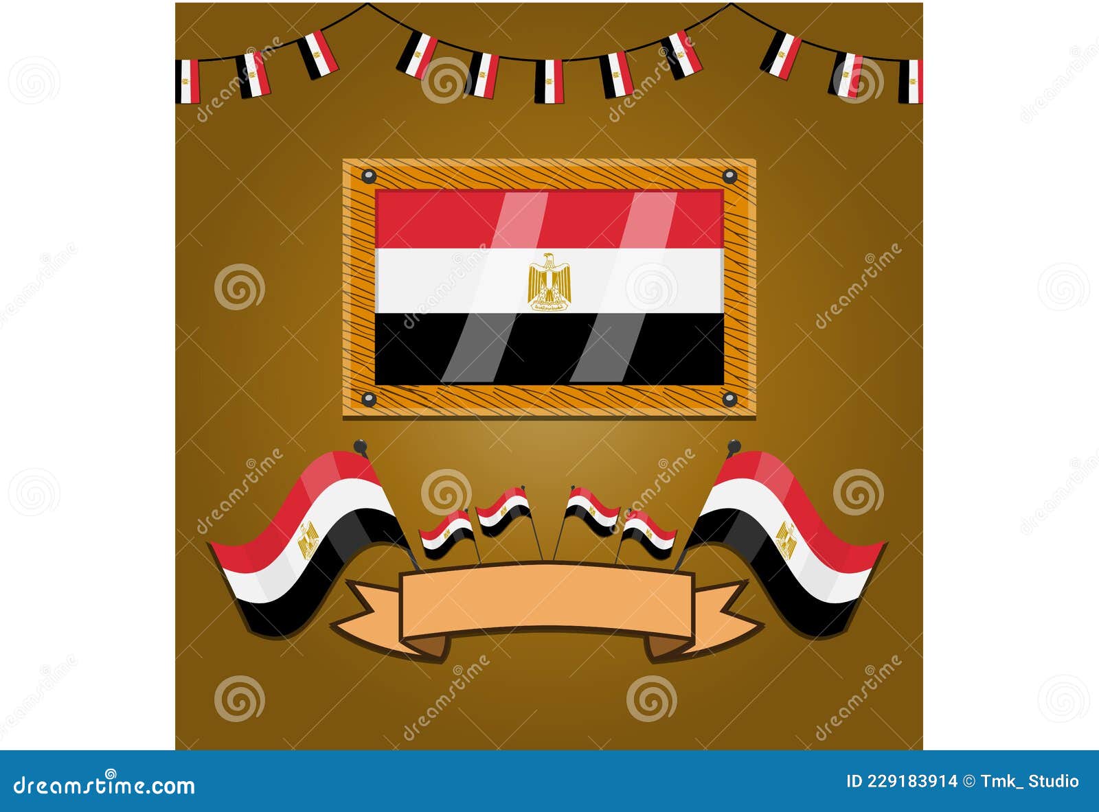 Egypt Flags on Frame Wood, Label Stock Vector - Illustration of country ...